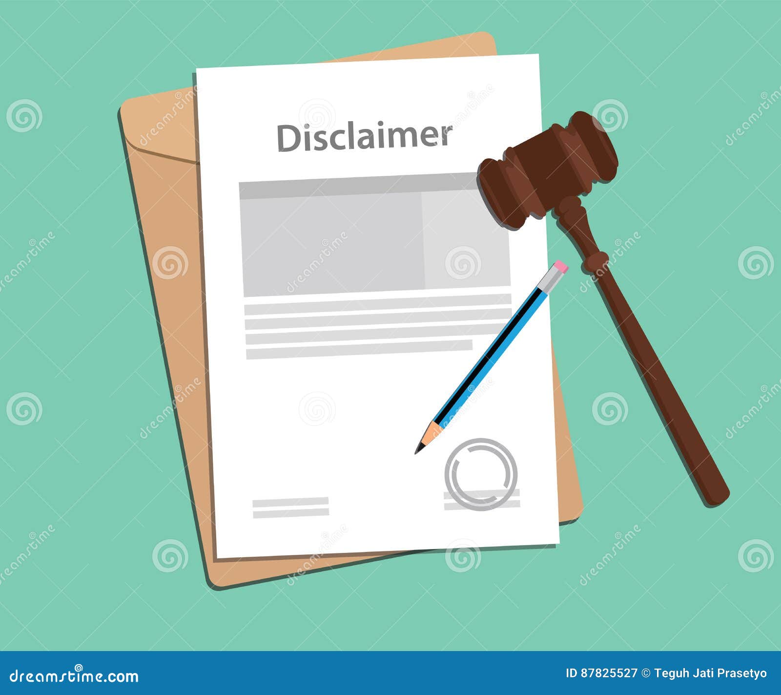 Disclaimer Agreement Stamped with Folder Document, Blue Pencil and ...