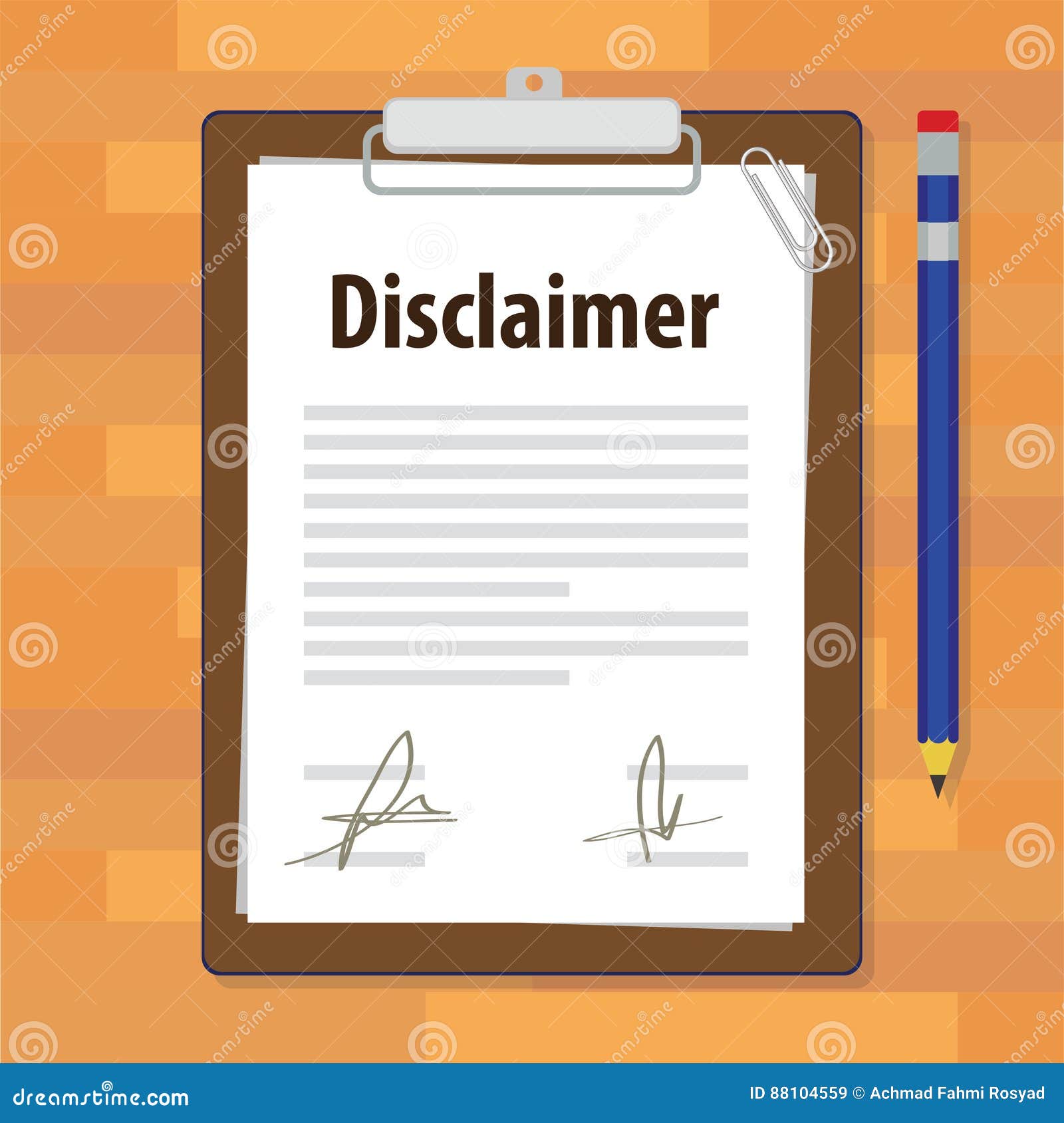 Disclaimer Document Paper Legal Agreement Signed Stock Vector ...