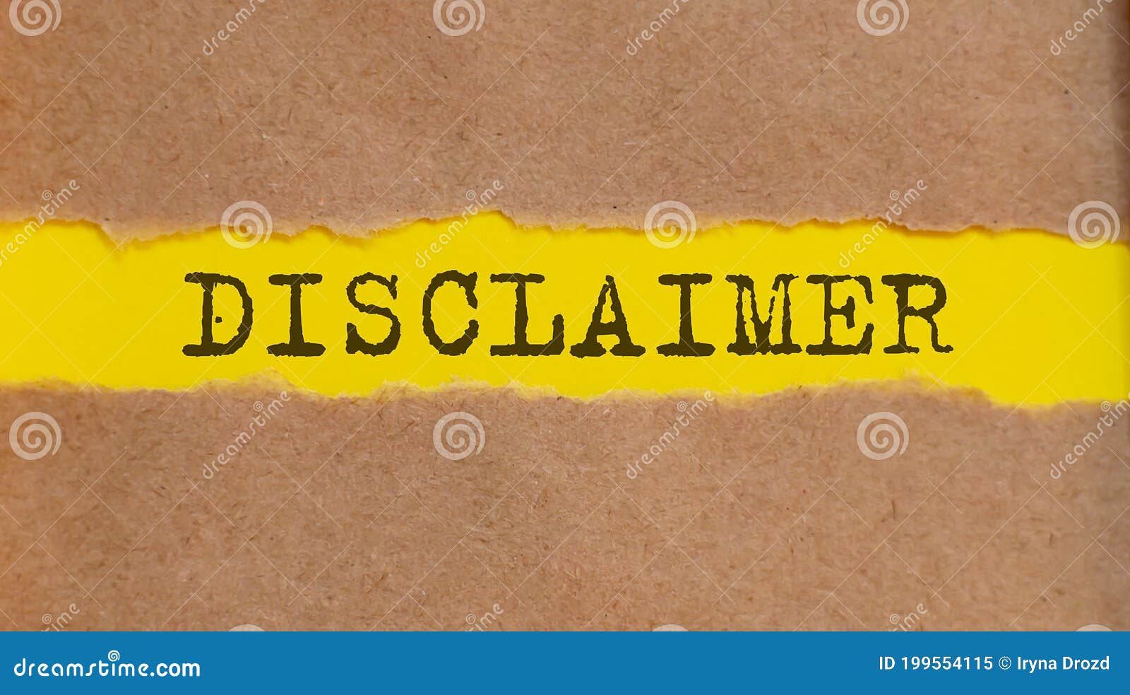 DISCLAIMER Message Written Under Torn Paper. Business, Technology Stock ...