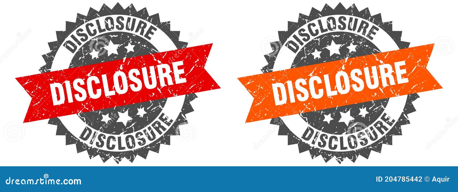 Disclosure Band Sign. Disclosure Grunge Stamp Set Stock Vector ...