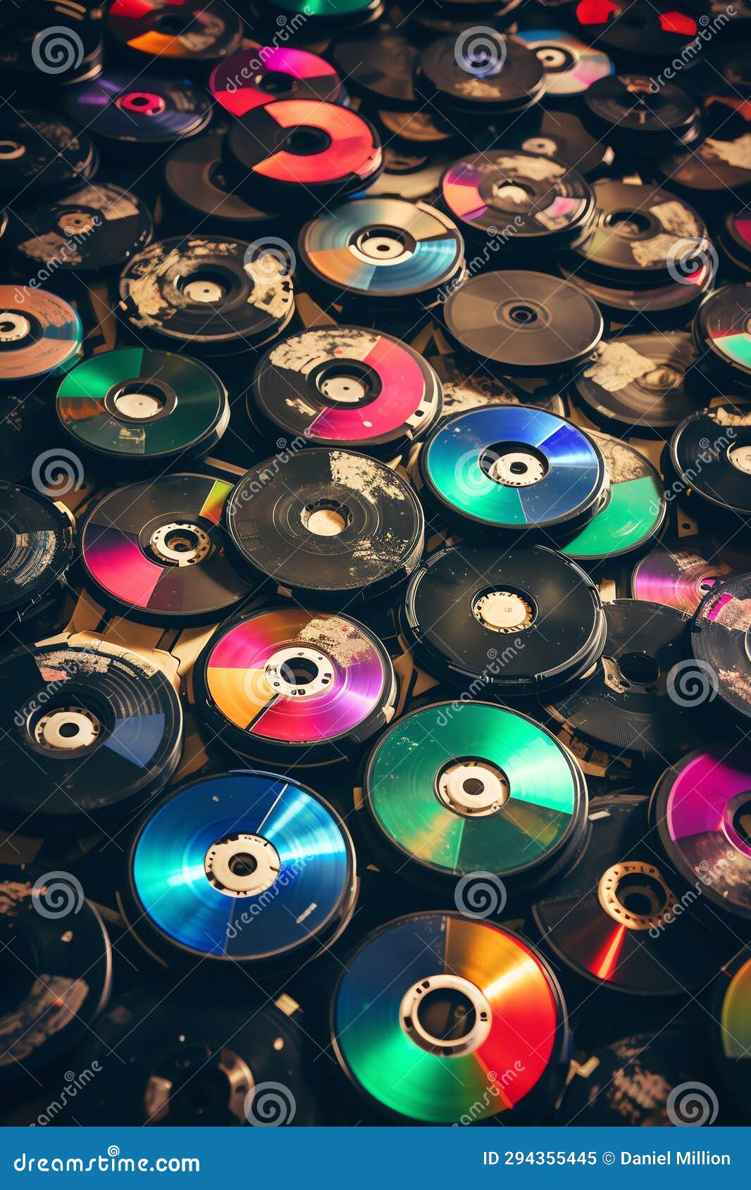 Discman And CDs 90s Retro Background Stock Image | CartoonDealer.com ...