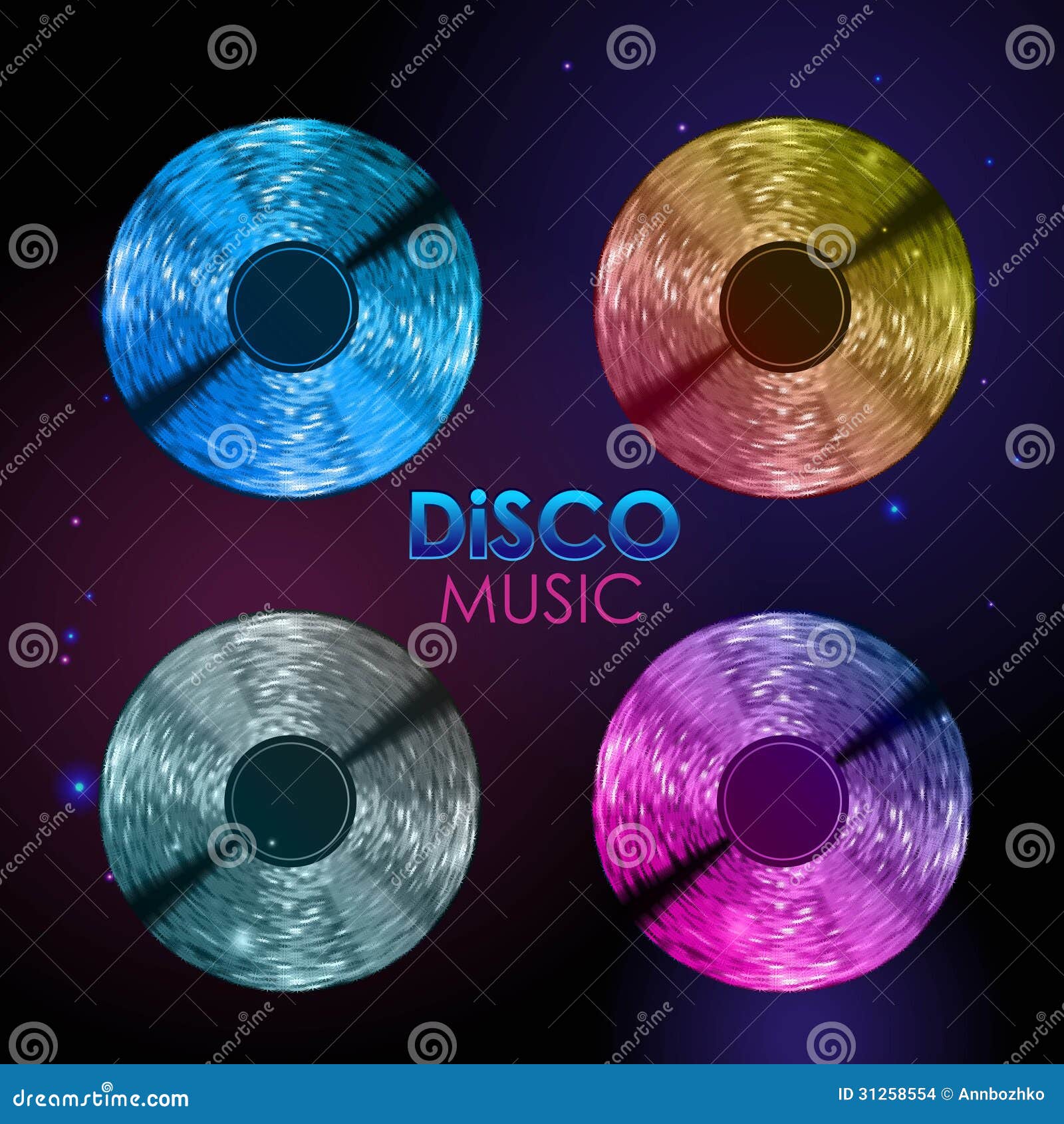 Disco Abstract Background. Set of Records Stock Vector - Illustration ...