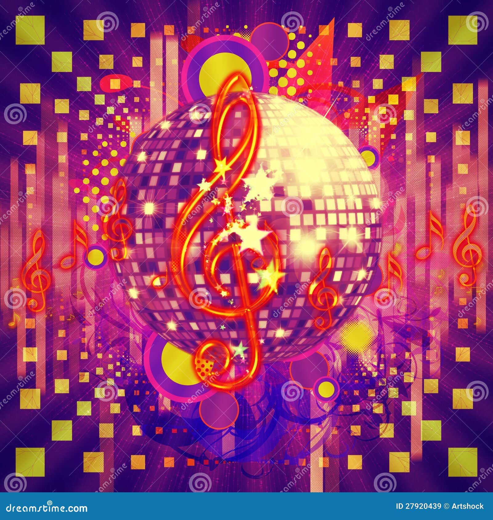 Disco Ball Abstract Musical Background Stock Illustration ...