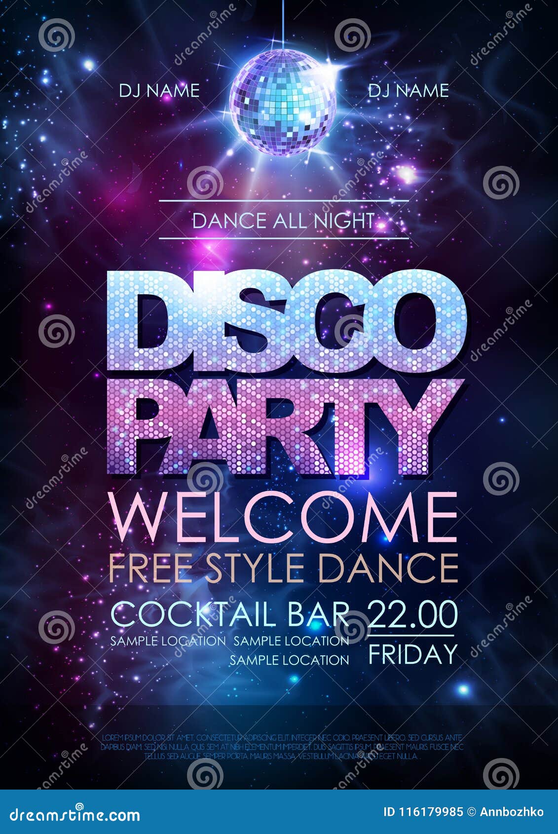 Disco Ball Background. Disco Party Poster on Open Space Background ...