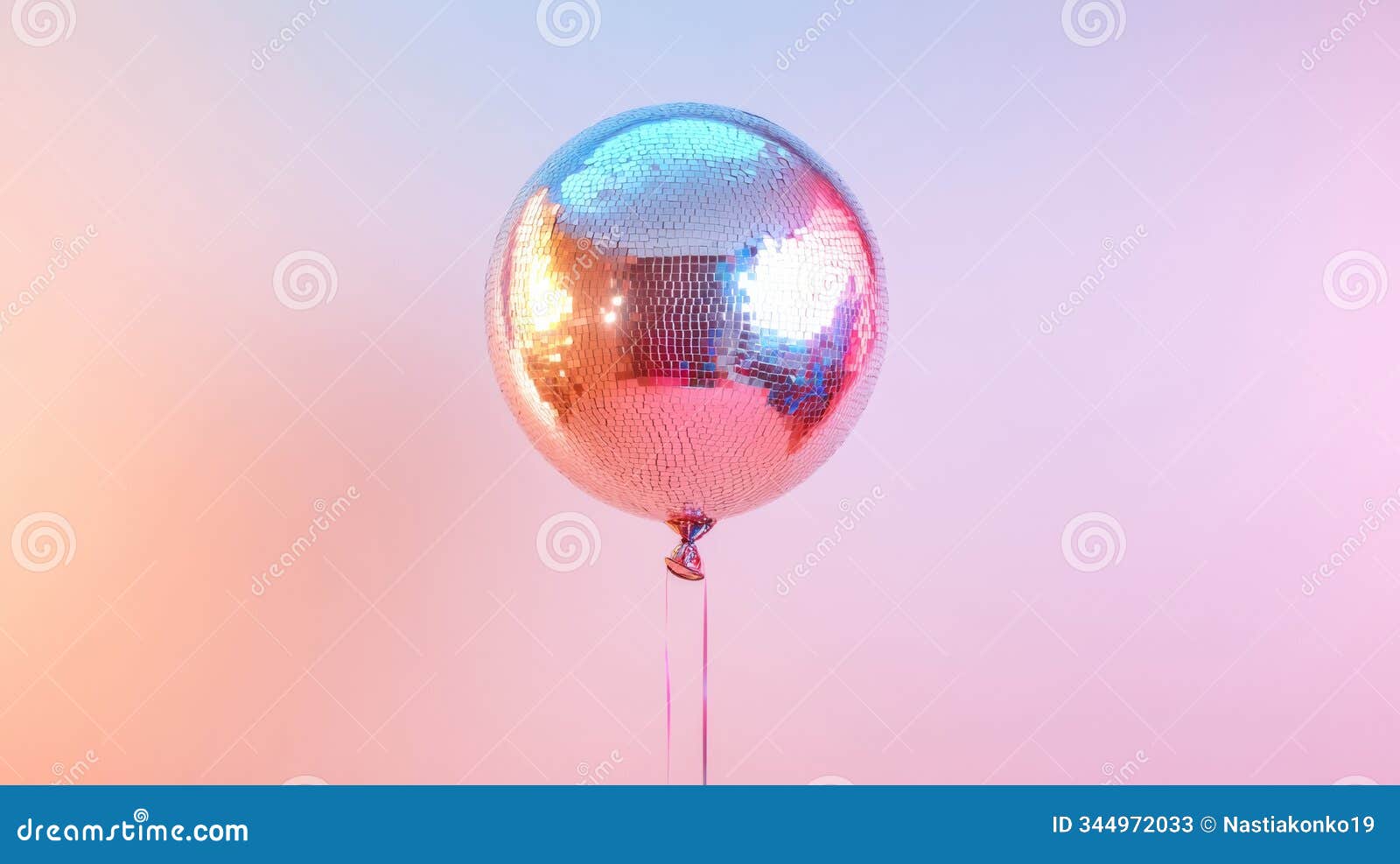 Disco Ball Balloon on a Pastel Gradient Background, Celebration Concept ...