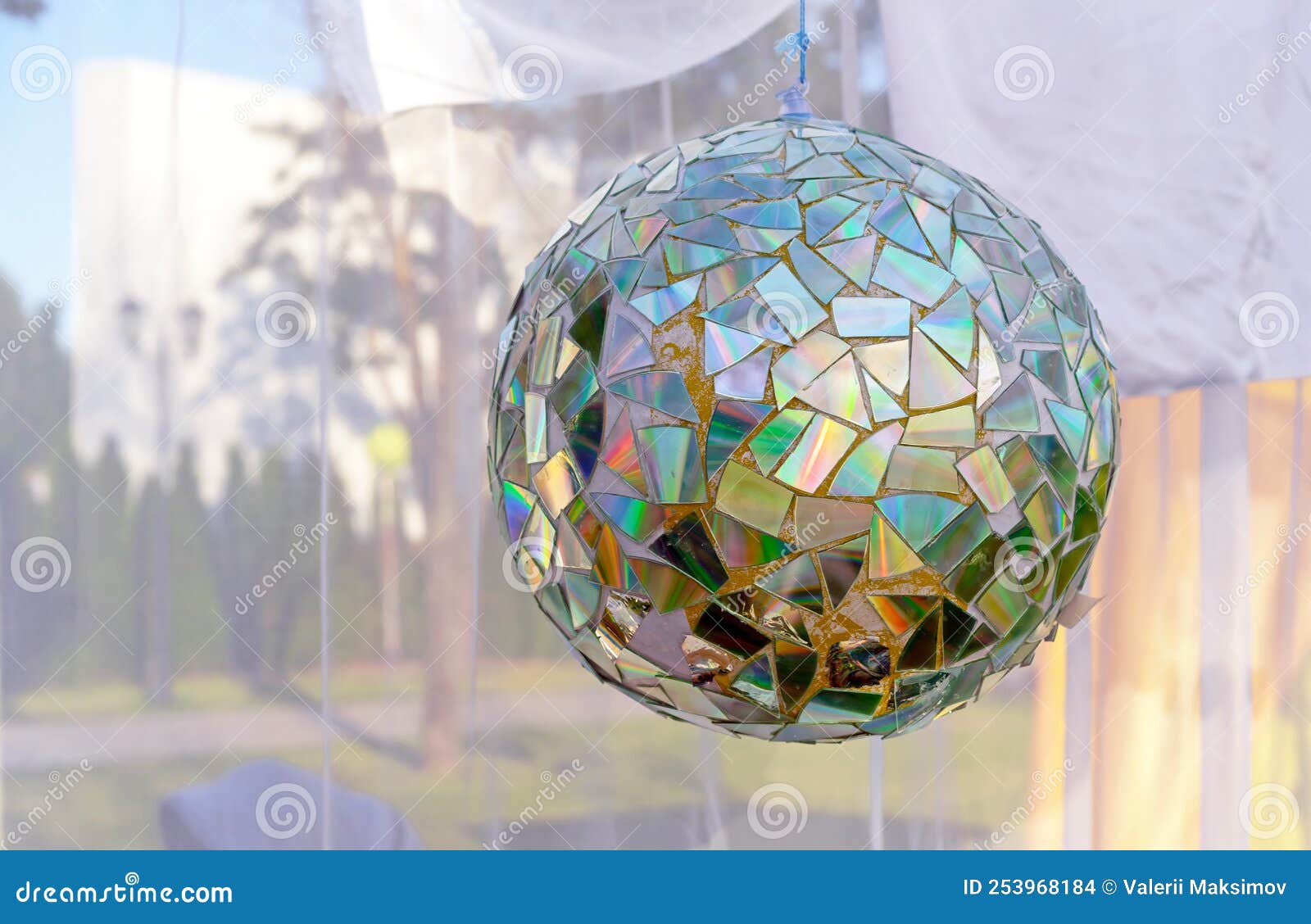 Disco Ball from Broken CDs for Holidays and Parties Stock Photo - Image ...