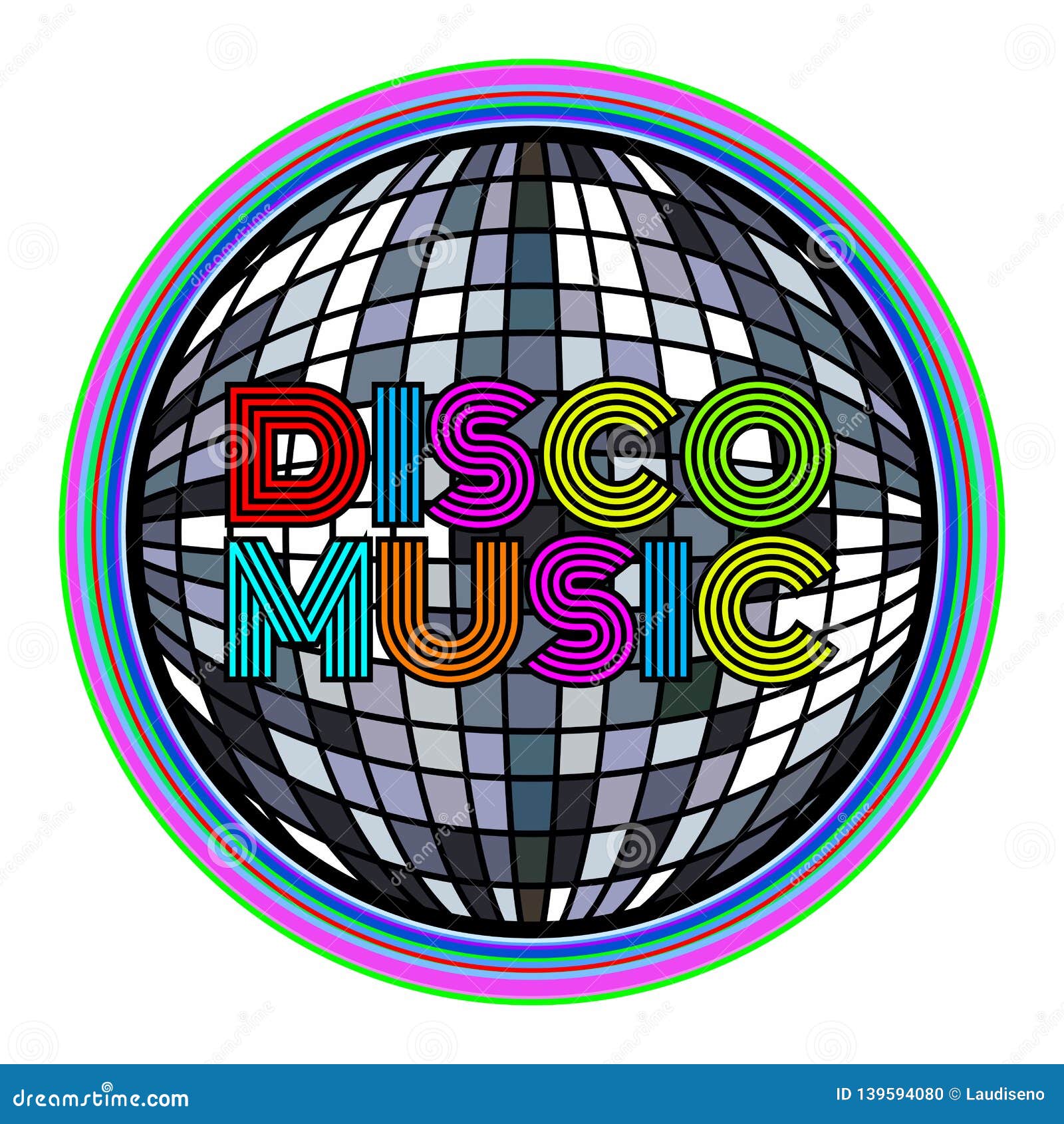 Disco Ball with Colored Text Stock Vector - Illustration of ball, style ...