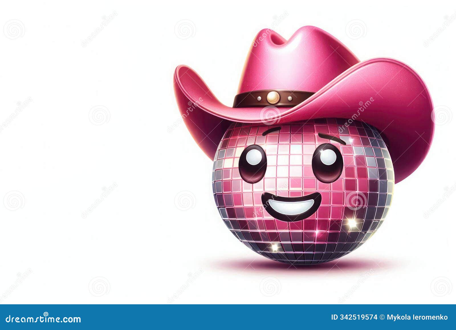 A Disco Ball with a Cowboy Hat and a Smiling Face. Space for Text ...