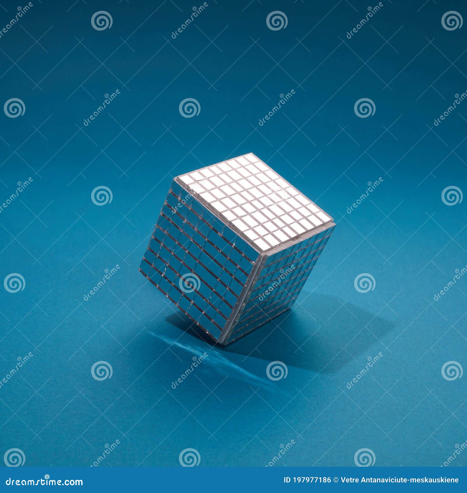 Disco Ball Cube on Aqua Background. Minimal Abstract Concept Stock ...