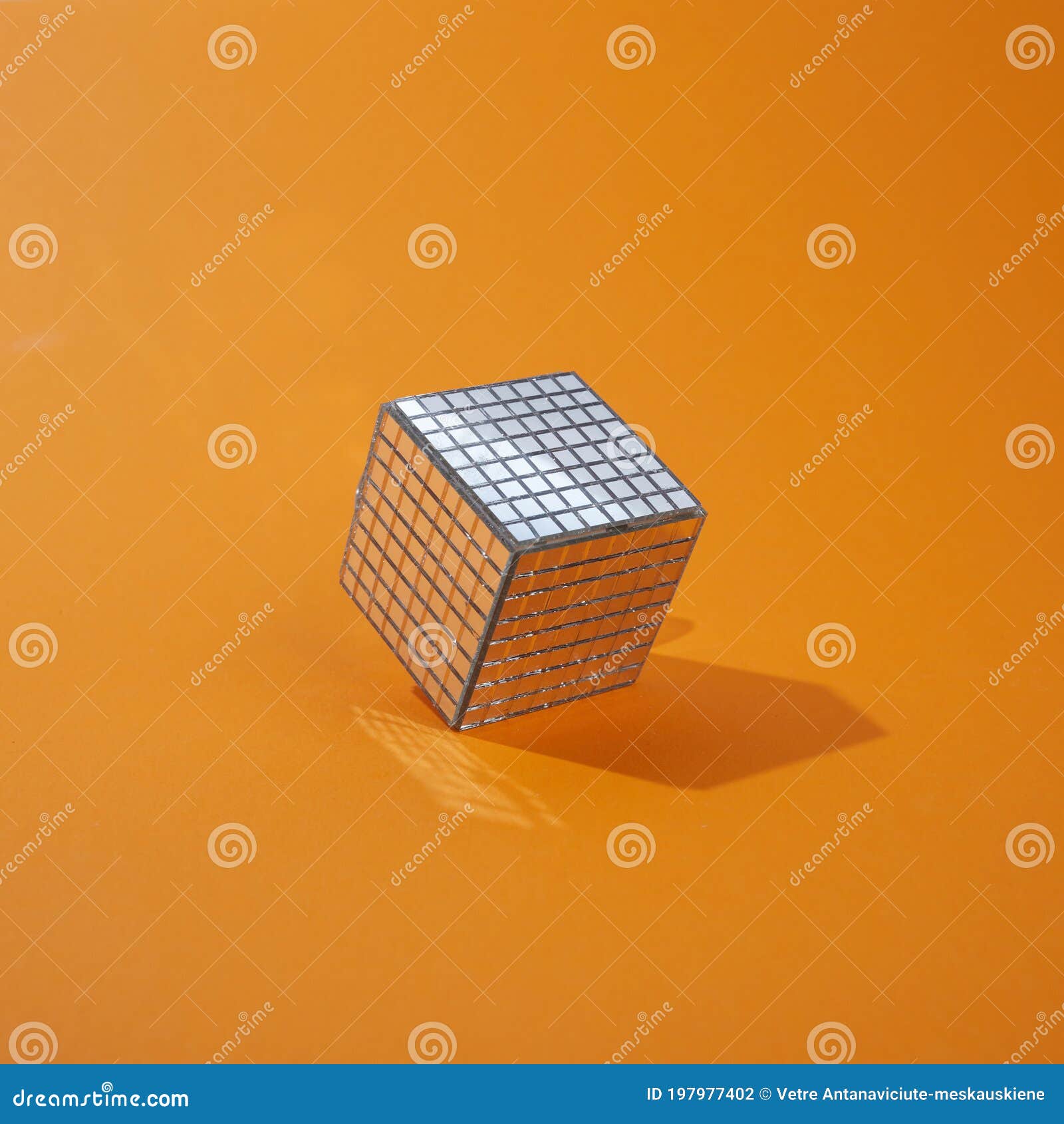 Disco Ball Cube on Orange Background. Minimal Abstract Concept Stock ...