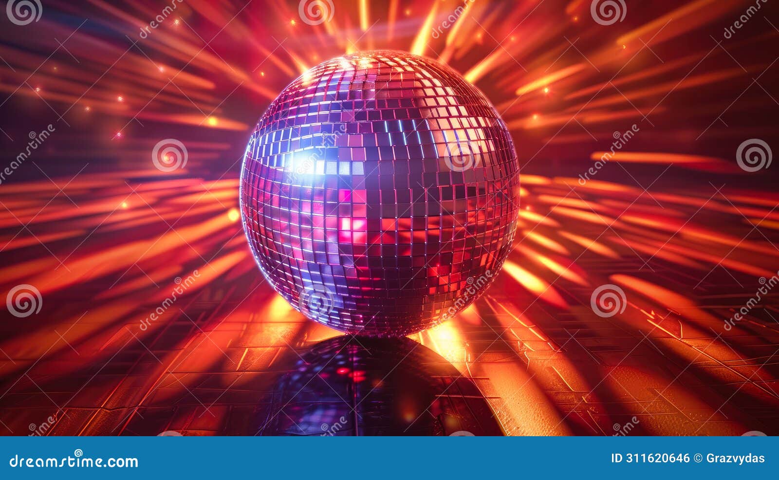 Disco Ball on a Dance Floor Shine in Dark Stock Illustration ...