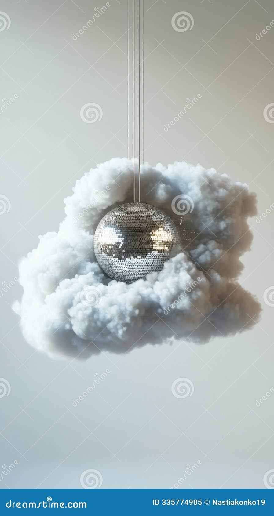 Disco Ball Encapsulated in Fluffy Cloud, Surreal Art Concept Stock ...