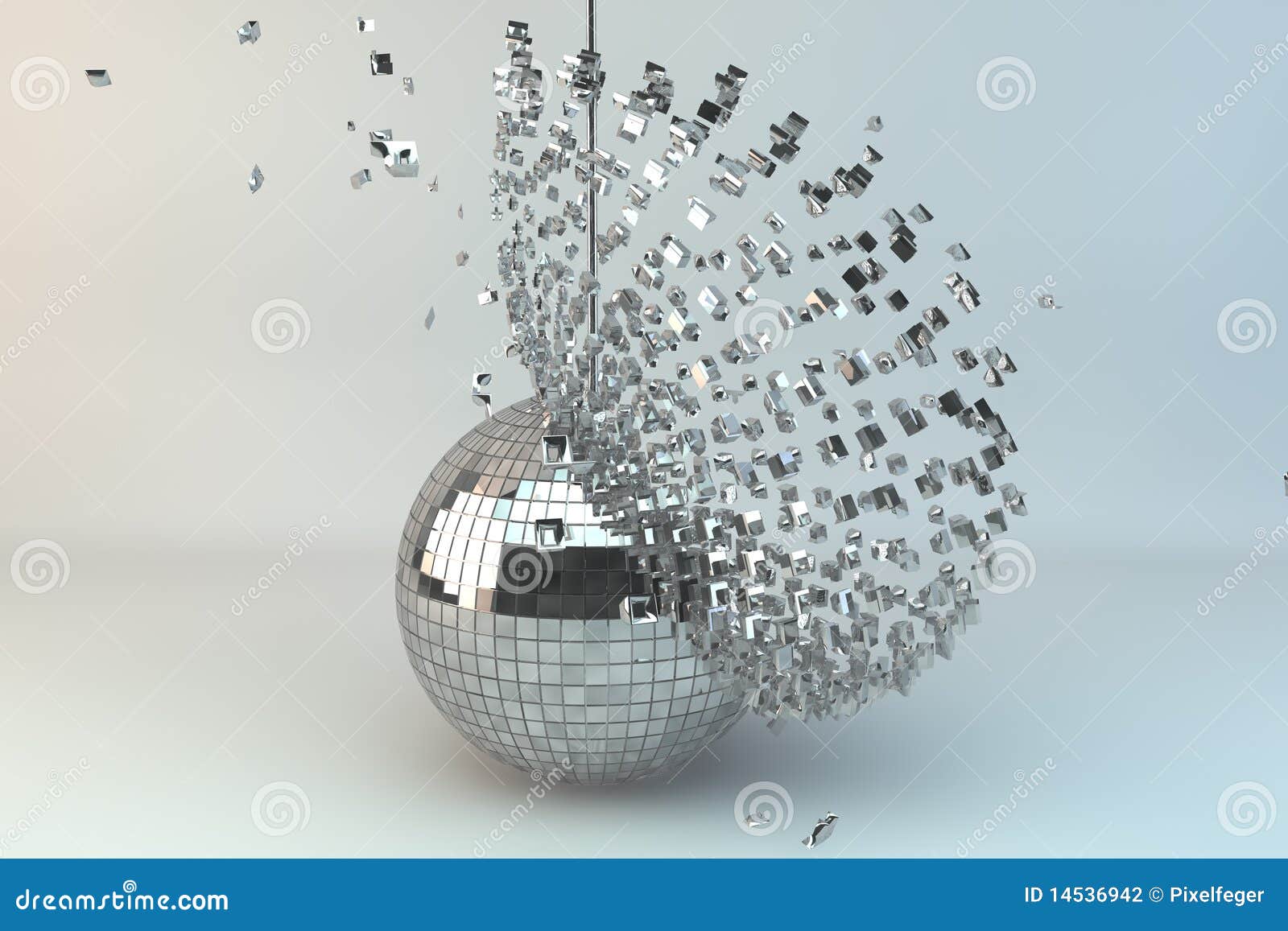 Disco ball exploding stock illustration. Illustration of style - 14536942