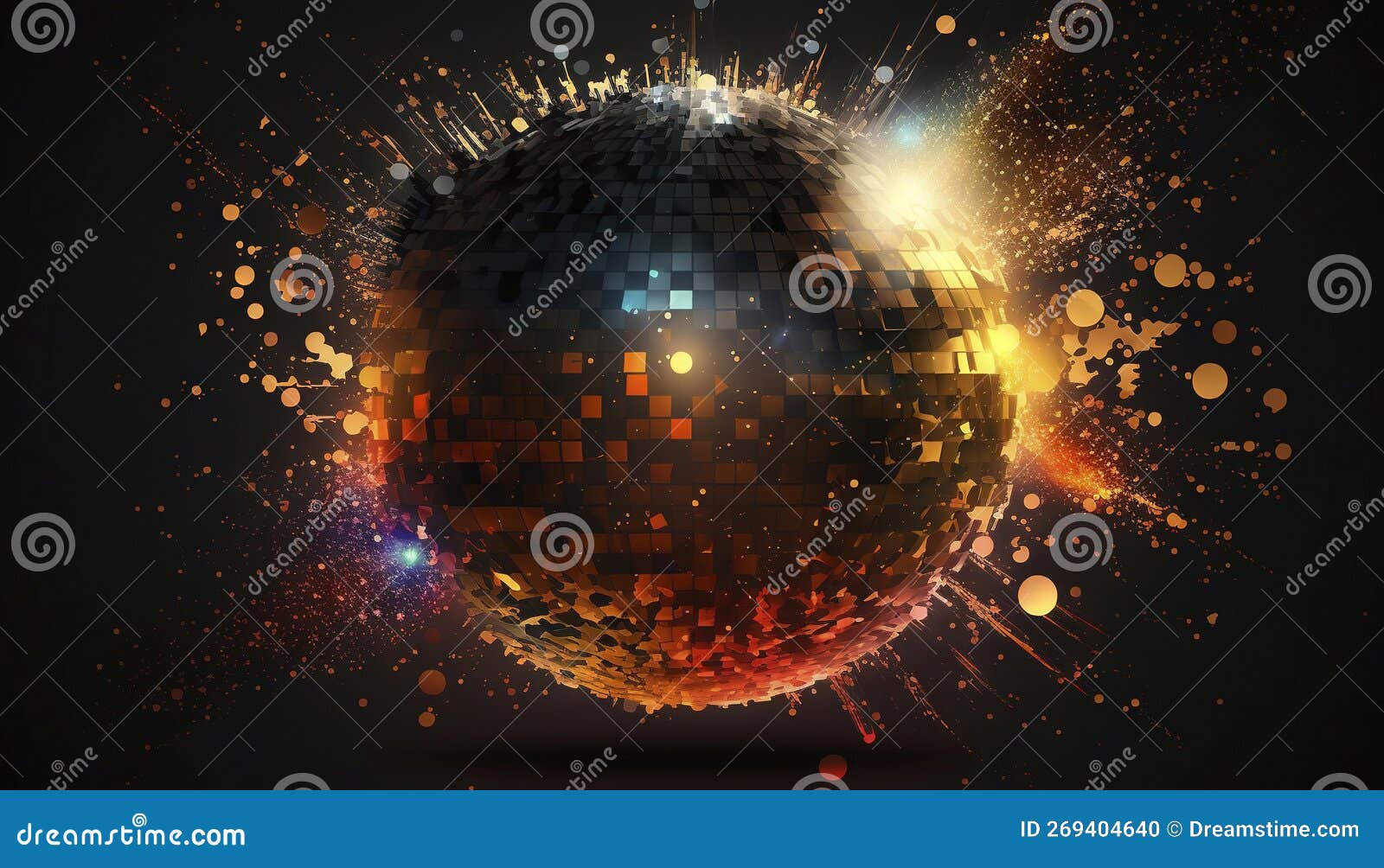 Disco Ball Explosion. Generative AI Stock Illustration - Illustration ...