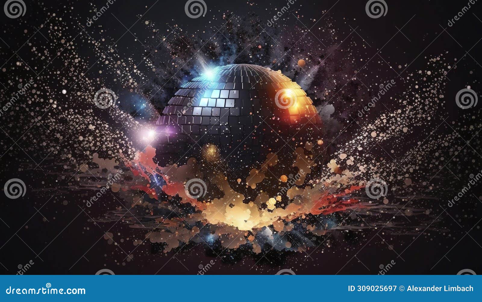 Disco Ball Explosion. Generative AI Stock Illustration - Illustration ...
