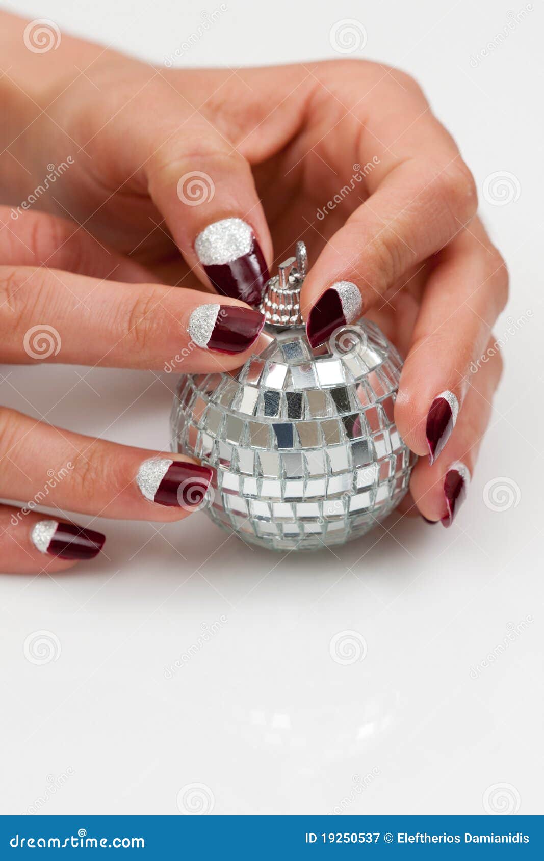 Disco-ball in female hands stock image. Image of disco - 19250537