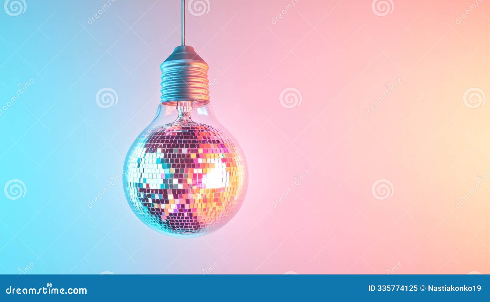 Disco Ball Light Bulb on Gradient Background Stock Image - Image of ...