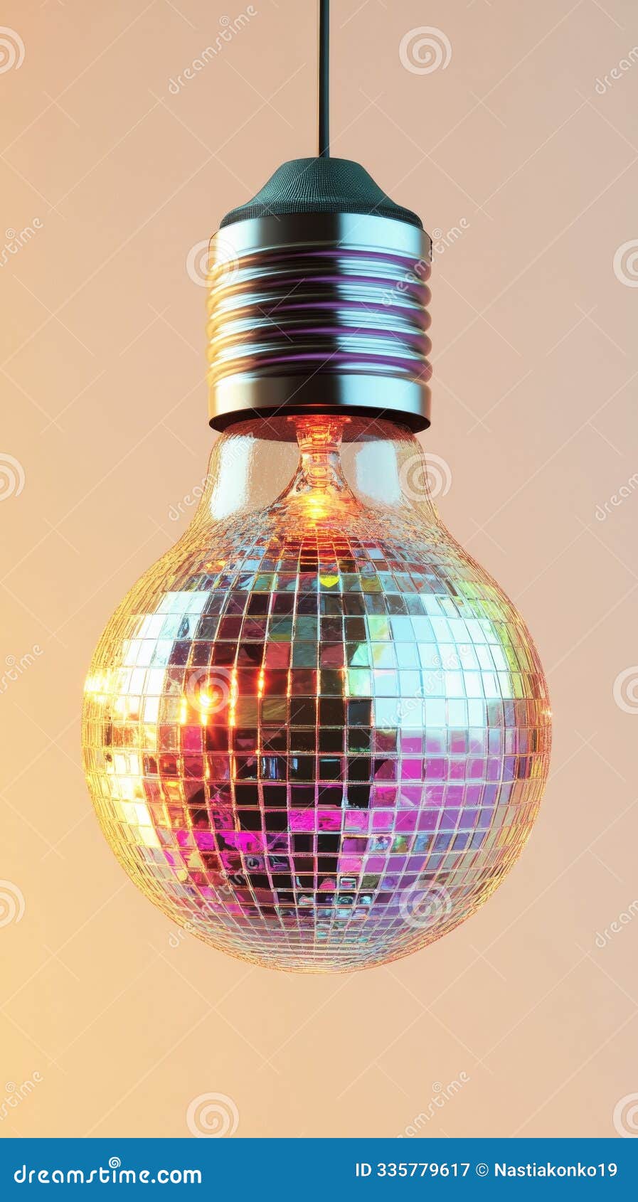 Disco Ball Light Bulb on Pastel Background. Creative Lighting and ...