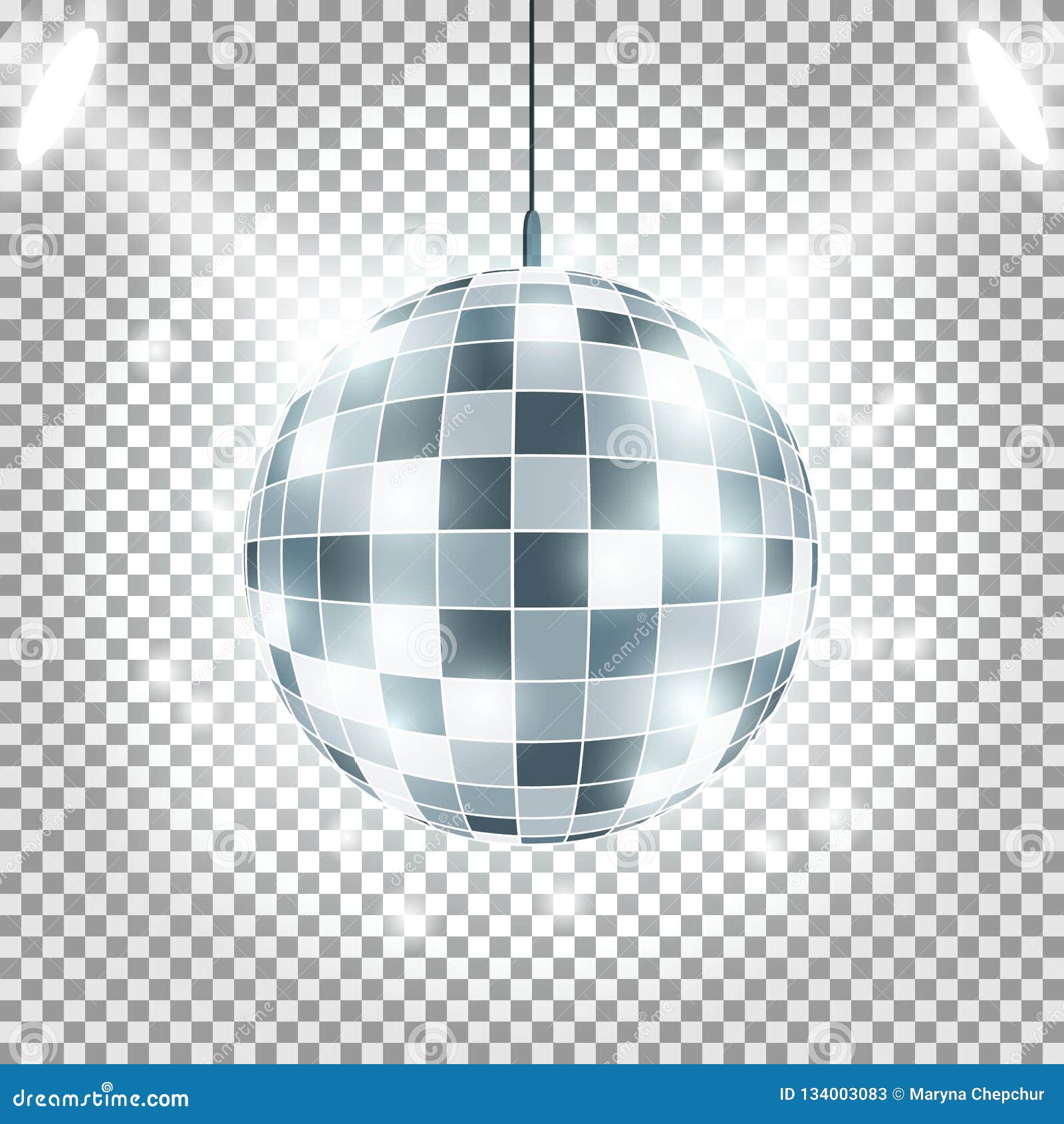 Disco Ball With Light Rays On Transparent Background. Spotlights Effect ...