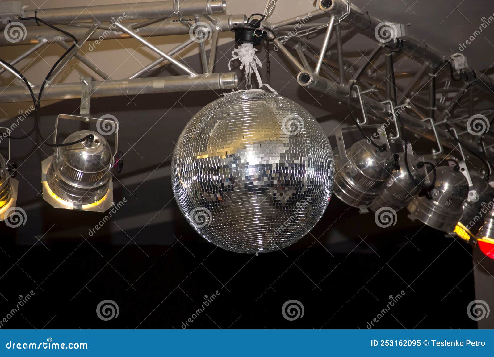 A Disco Ball and Light Sources for the Events Stock Image - Image of ...