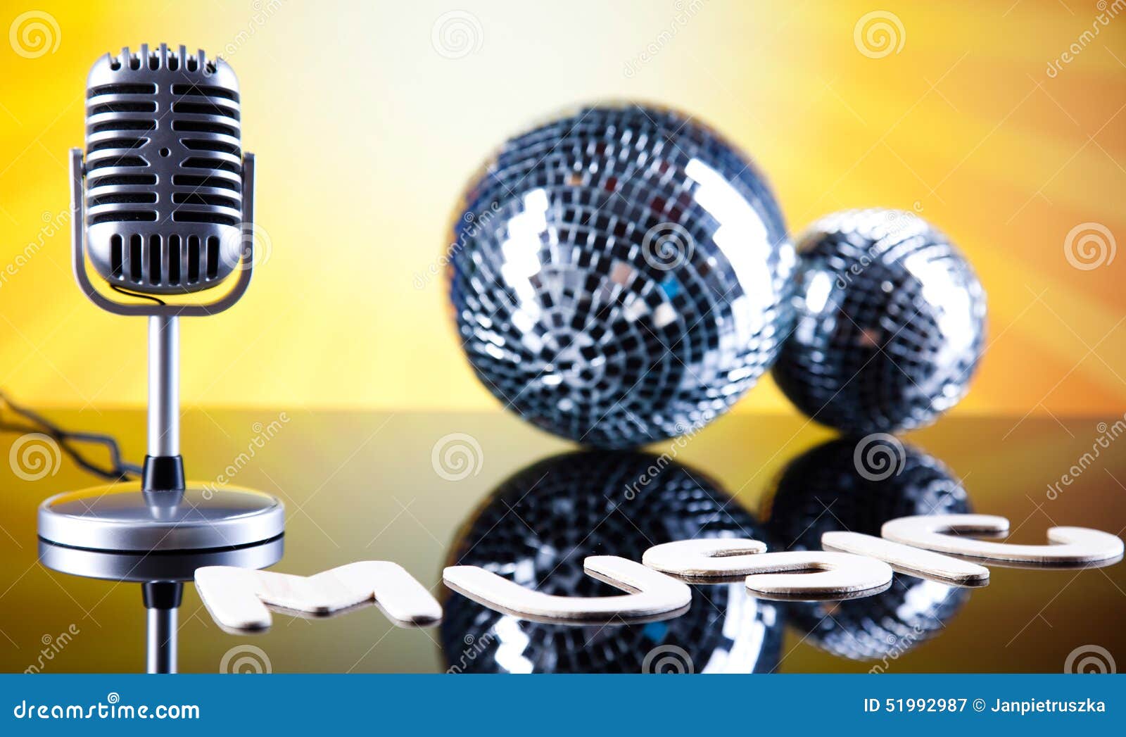 Disco Ball, Microphone, Music Saturated Concept Stock Image - Image of ...