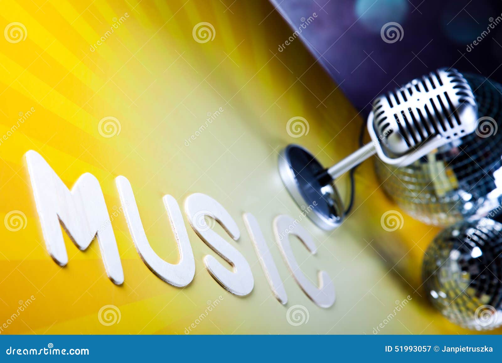 Disco Ball, Microphone, Music Saturated Concept Stock Image - Image of ...