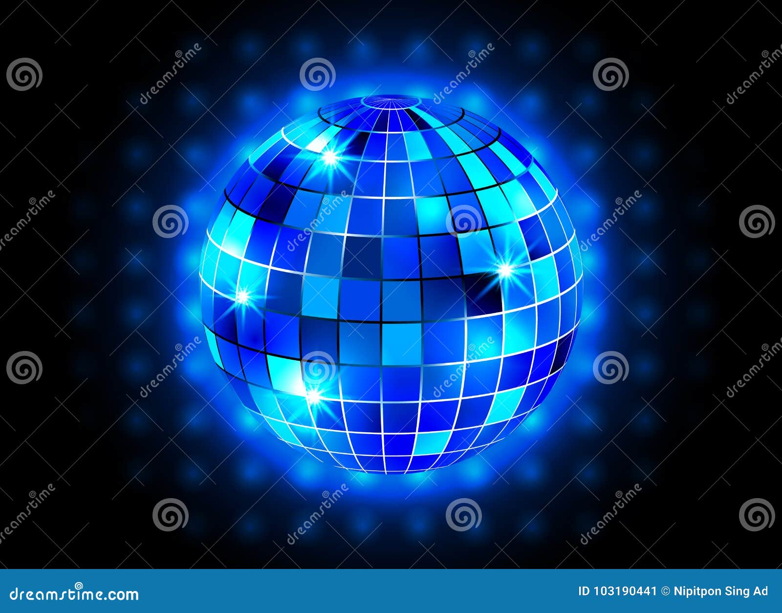 Disco Ball Night Party Blue Lights Background Stock Illustration ...