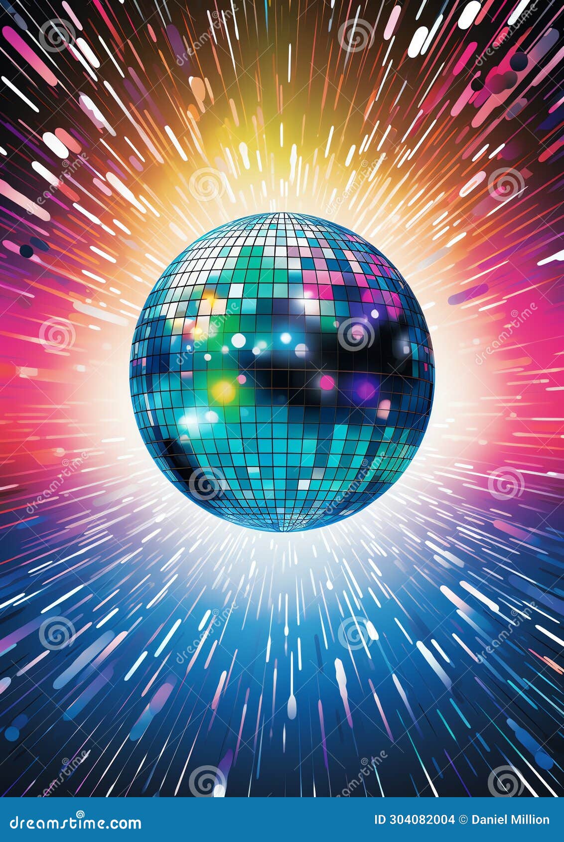 Disco Ball Pattern Frame 80s Retro Nostalgic Stock Illustration ...