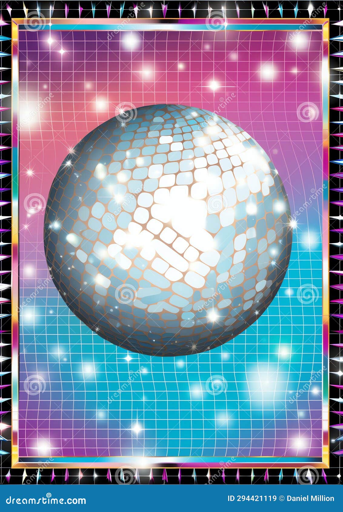 Disco Ball Pattern Frame 80s Retro Nostalgic Stock Illustration ...