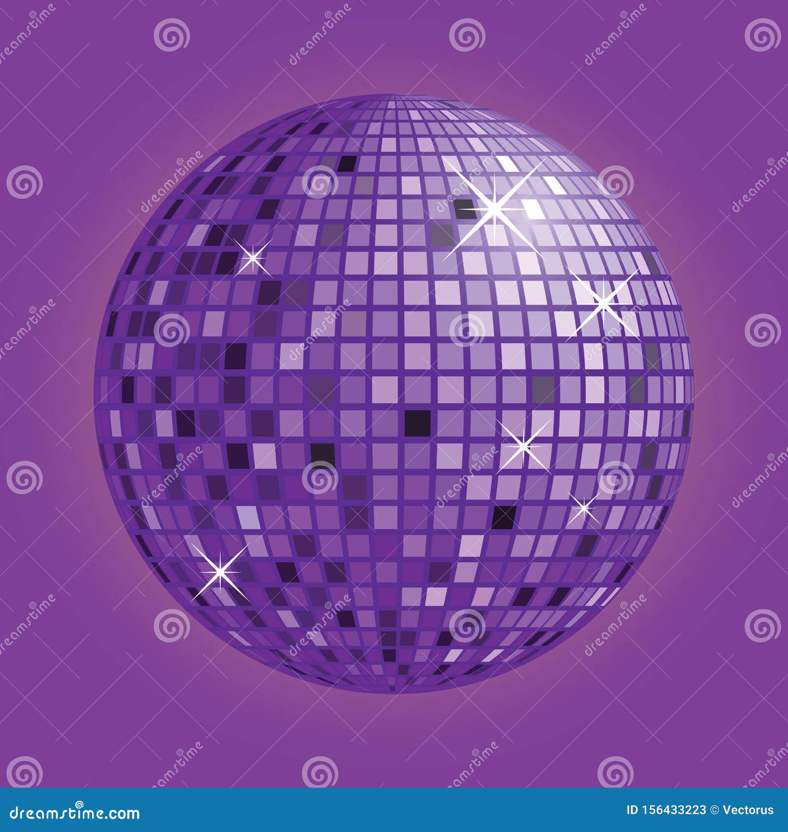 Disco Ball With Purple Background Vector Stock Vector Illustration Of