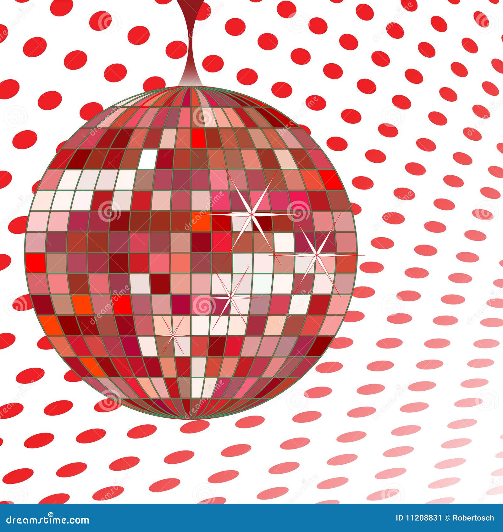 Disco ball red stock vector. Illustration of night, decoration - 11208831