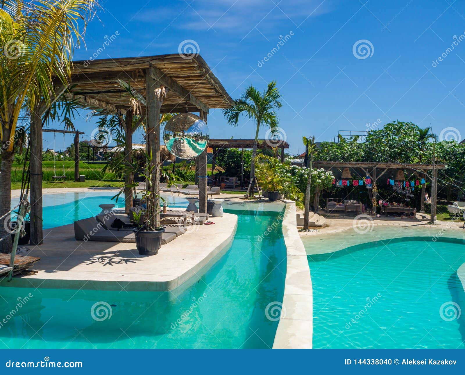 Disco Ball Reflecting Green Swimming Pool. Stock Photo - Image of shiny ...