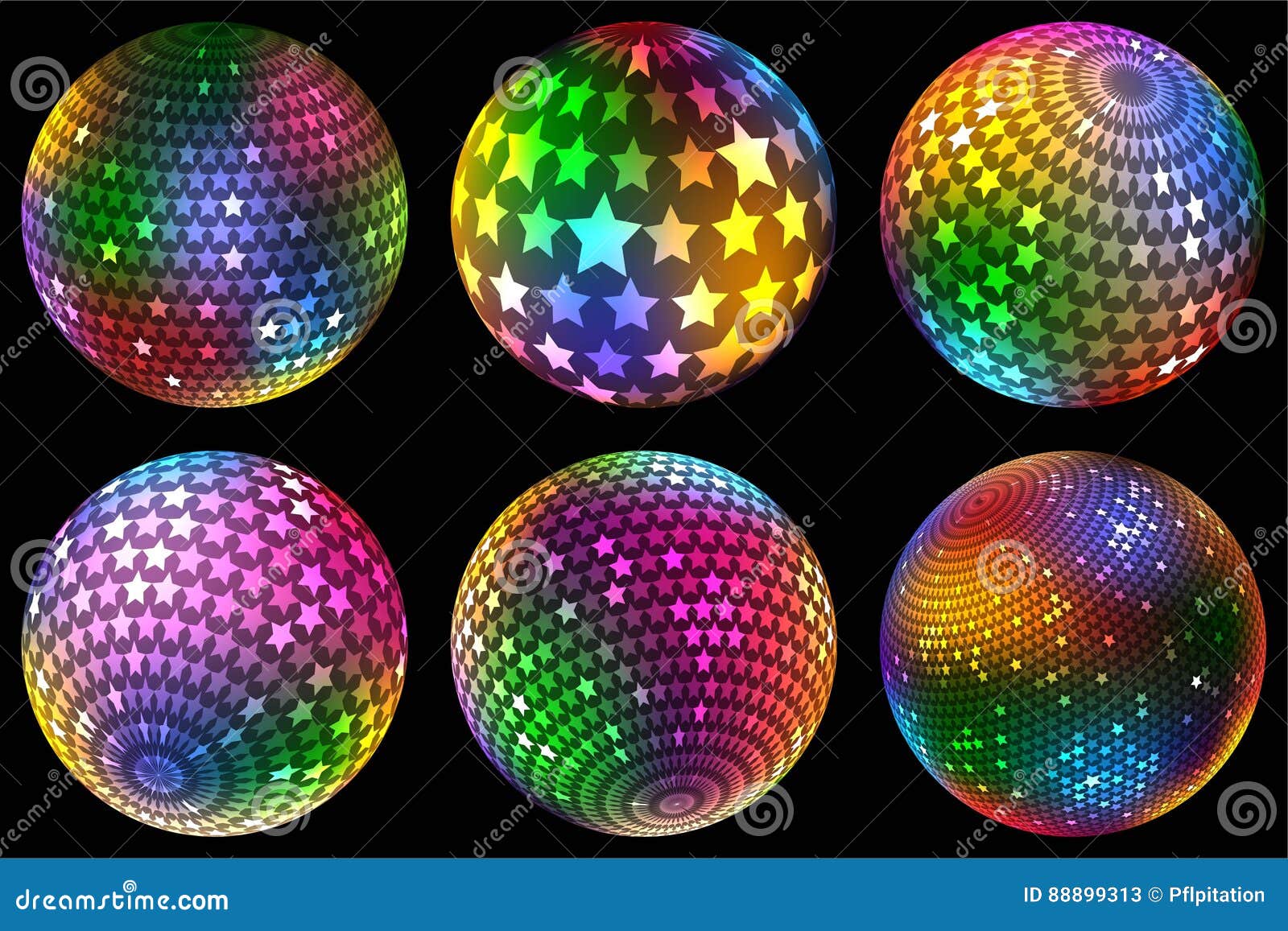 Disco Ball Set with Different Colors Stock Vector - Illustration of ...