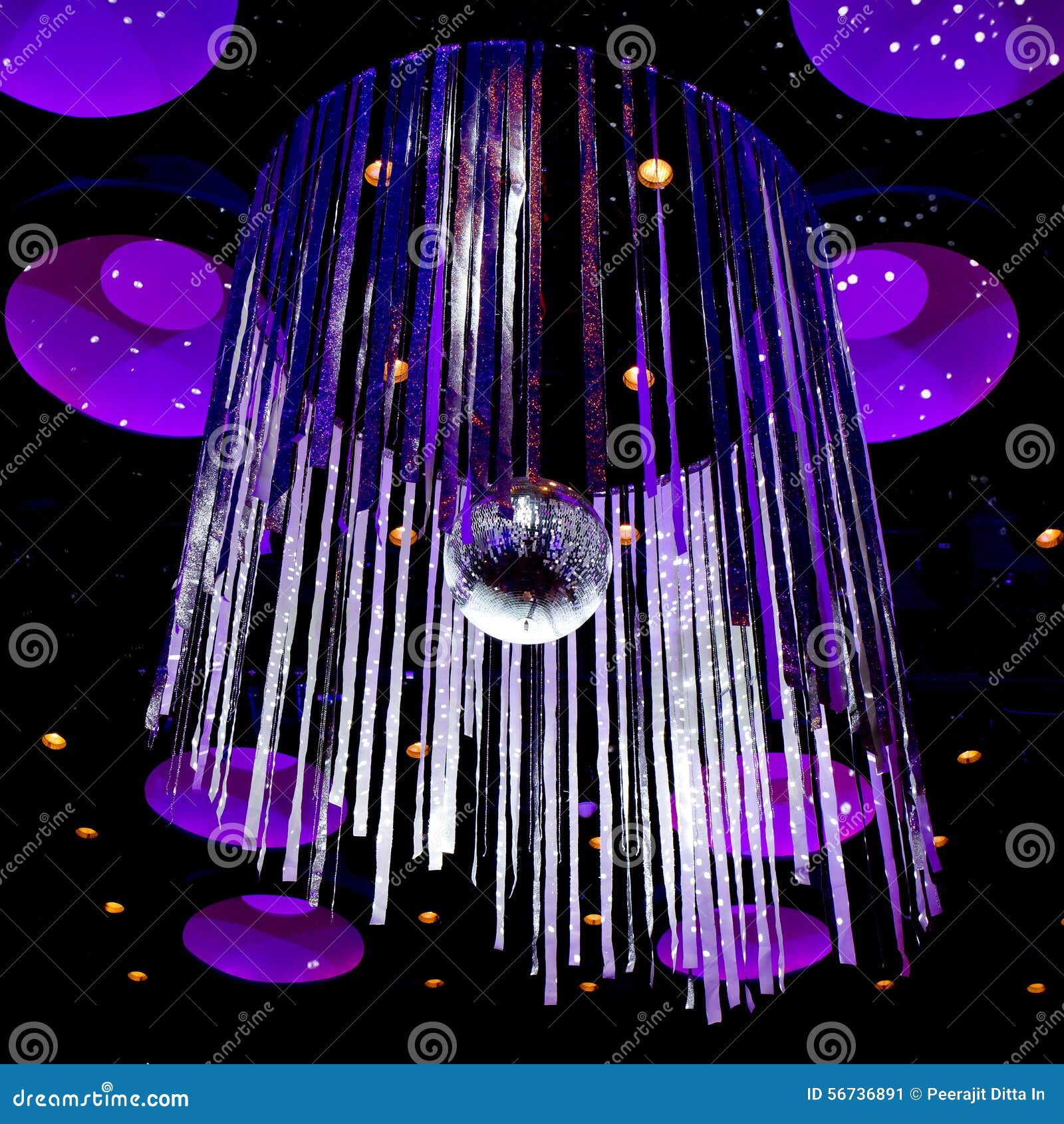 Disco Ball with Silver Sparkle Ribbon Background Stock Image - Image of ...