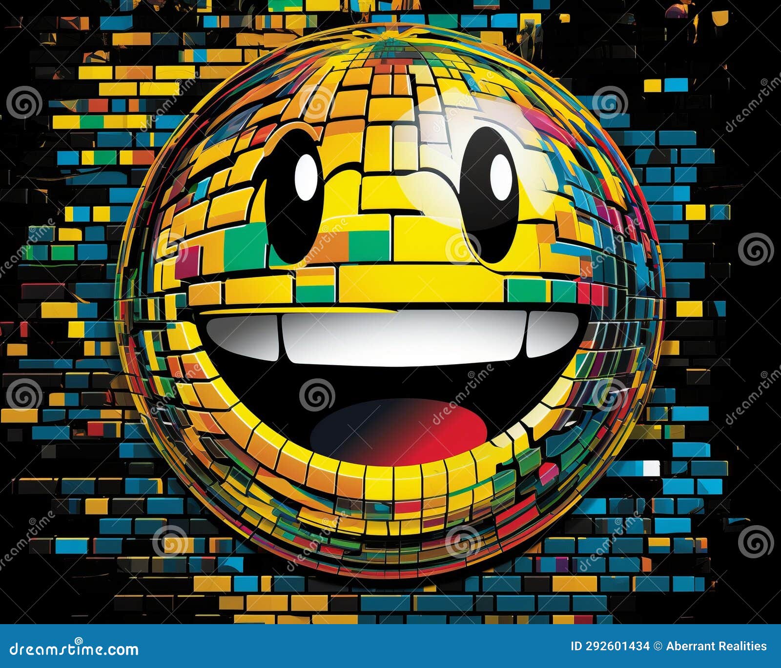 A Disco Ball with a Smiley Face on it Stock Illustration - Illustration ...