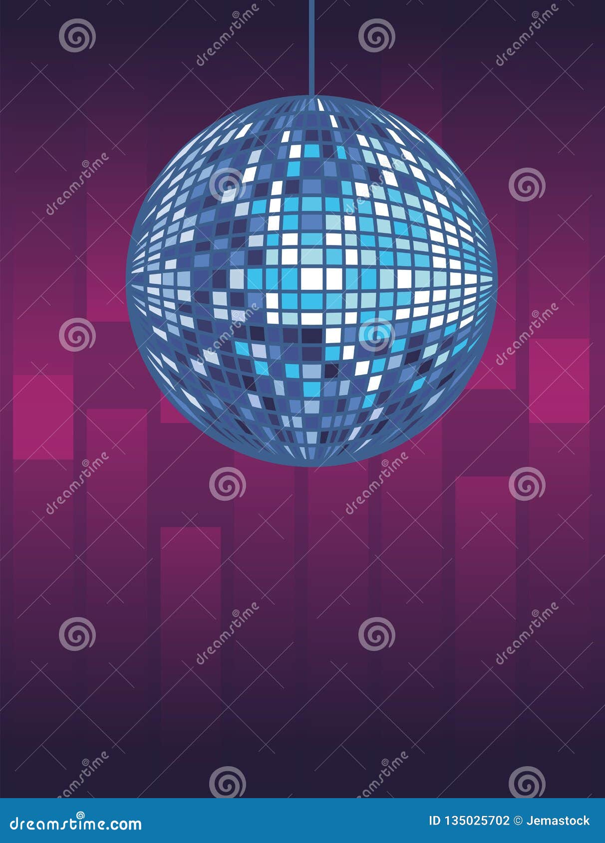 Disco Ball Stage Over Purple Background Stock Vector - Illustration of ...