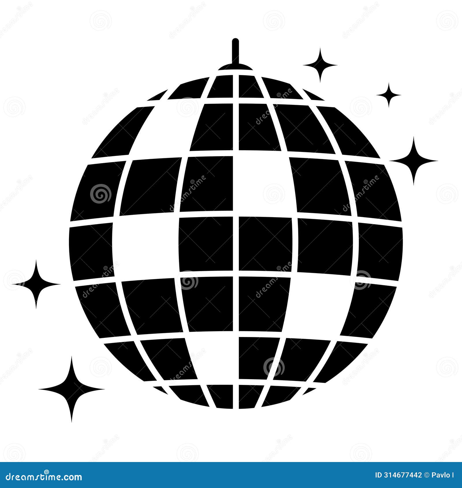 Disco Ball with Stars Icon, Disco Ball Sign - Vector Stock Vector ...