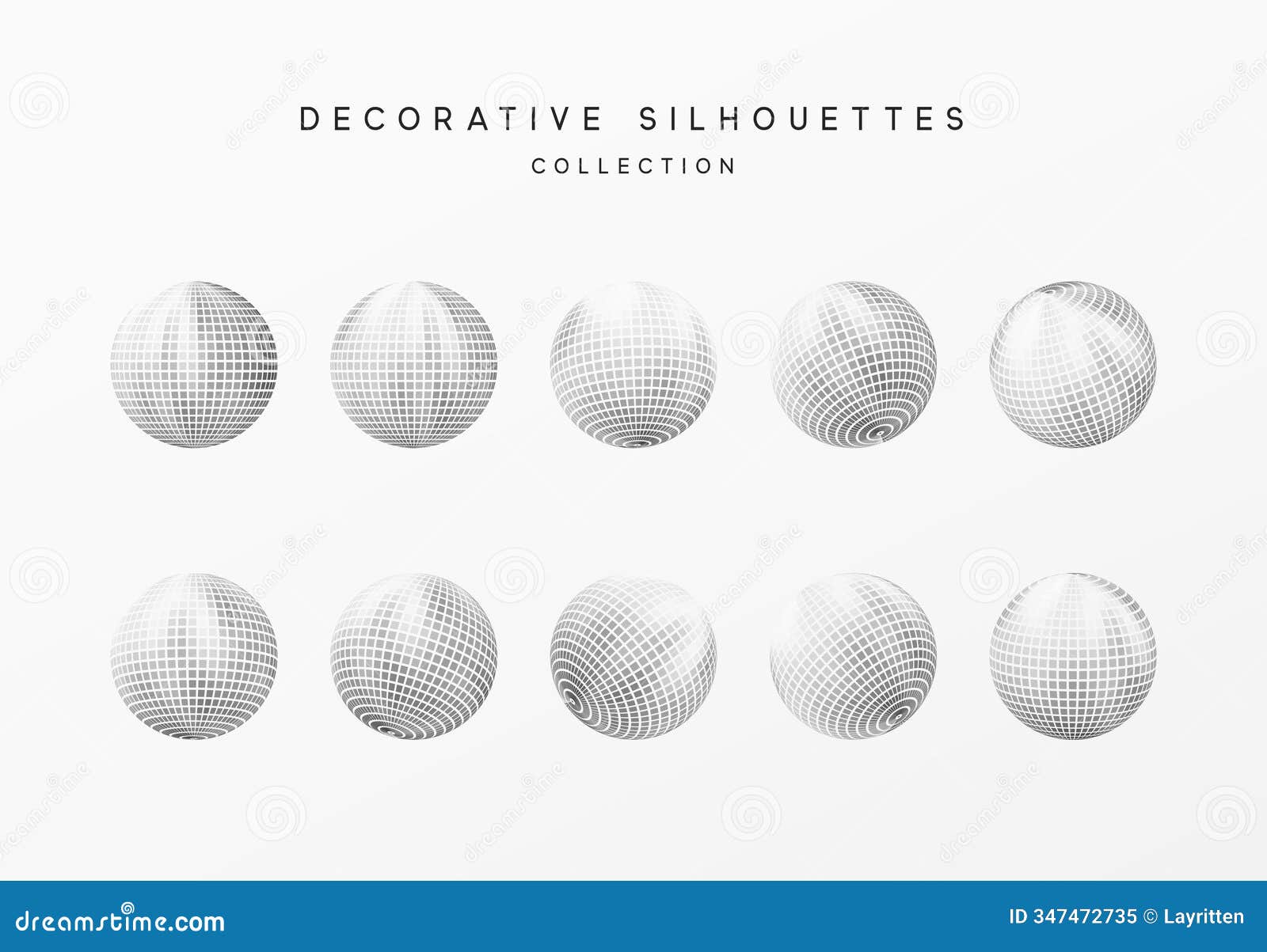 Disco Balls or Round Baubles Silver Color. Vector Illustration Stock ...