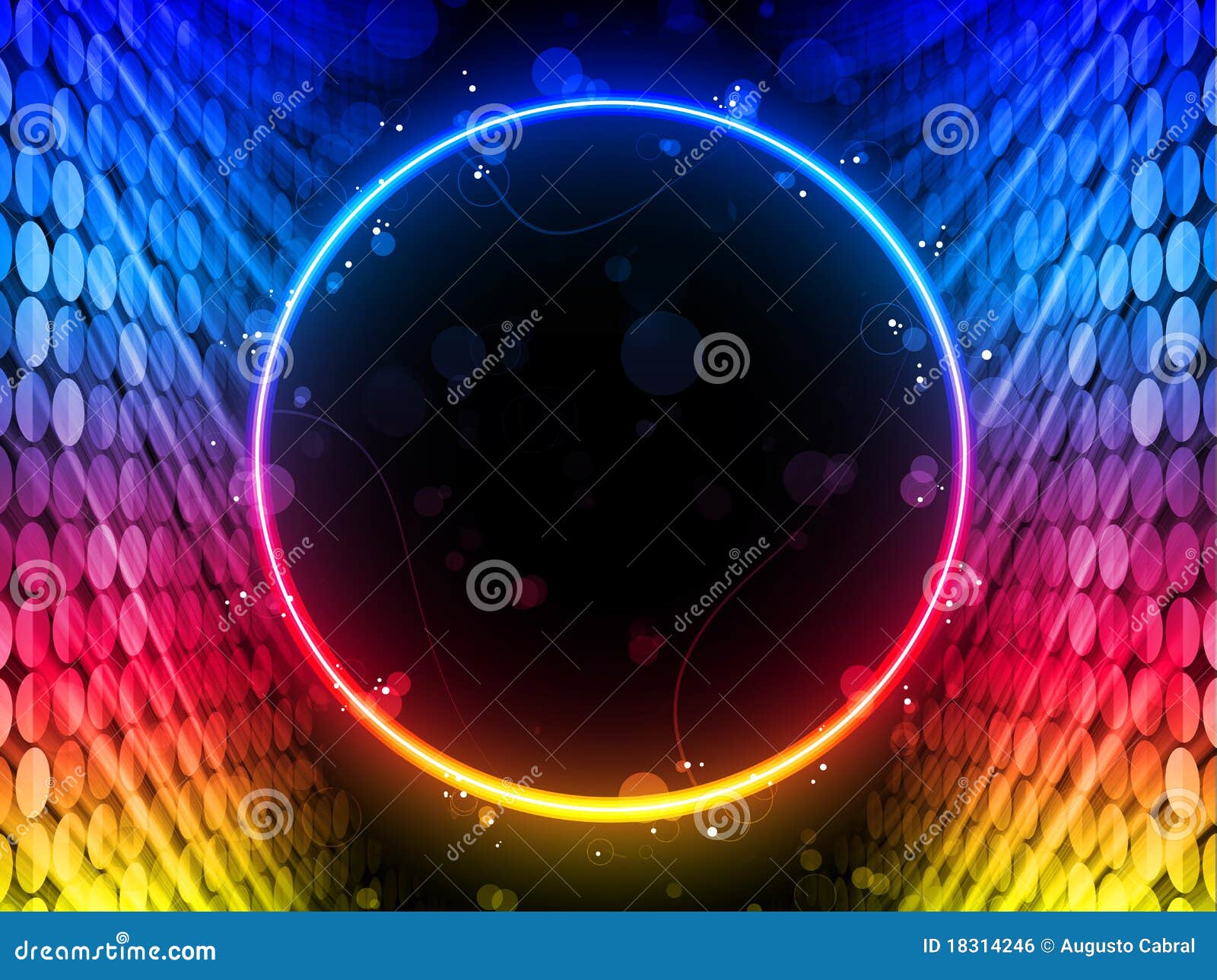 Disco Circle Box on Black Background Stock Vector - Illustration of ...