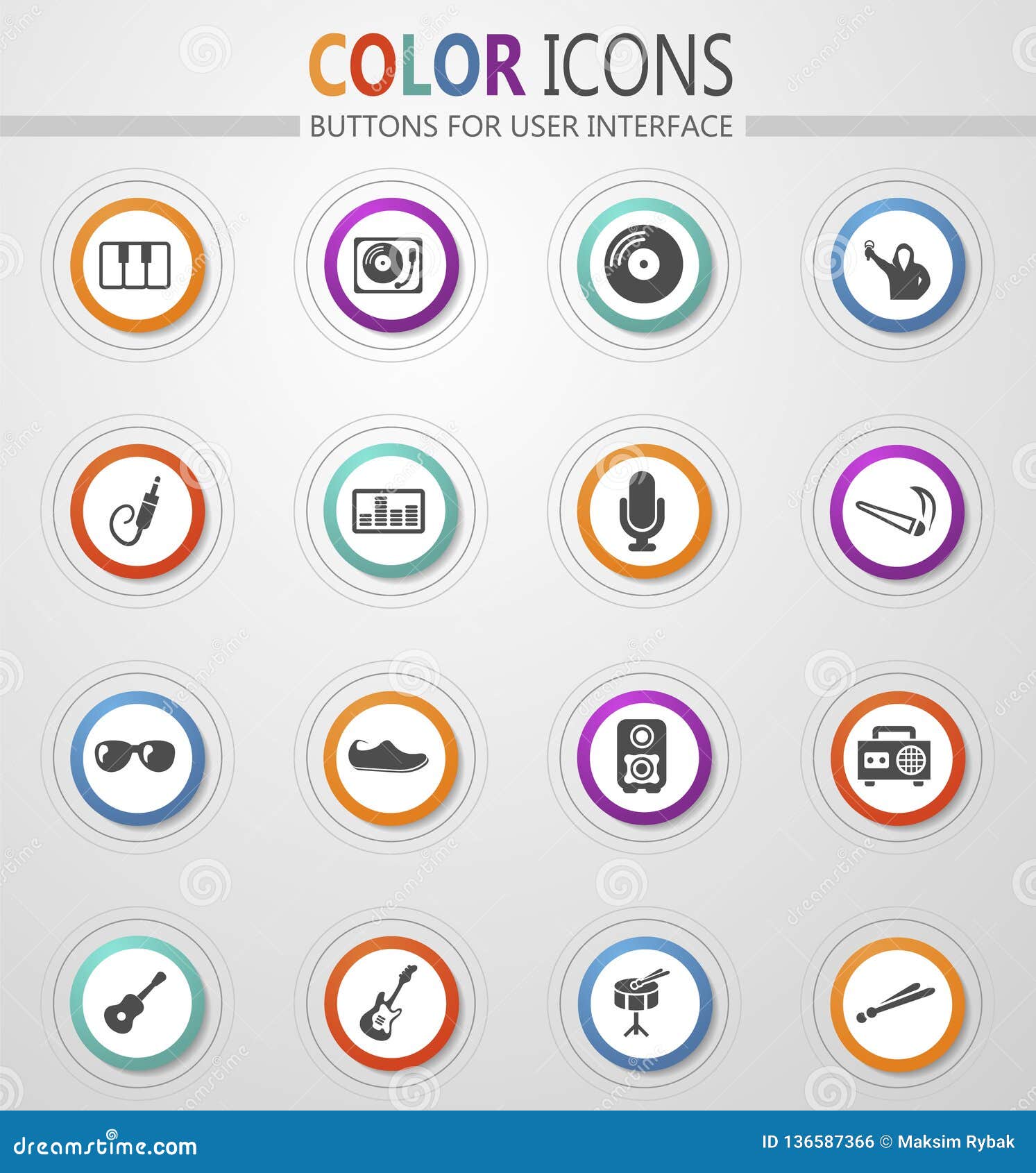 Disco or Club icons set stock vector. Illustration of guitar - 136587366