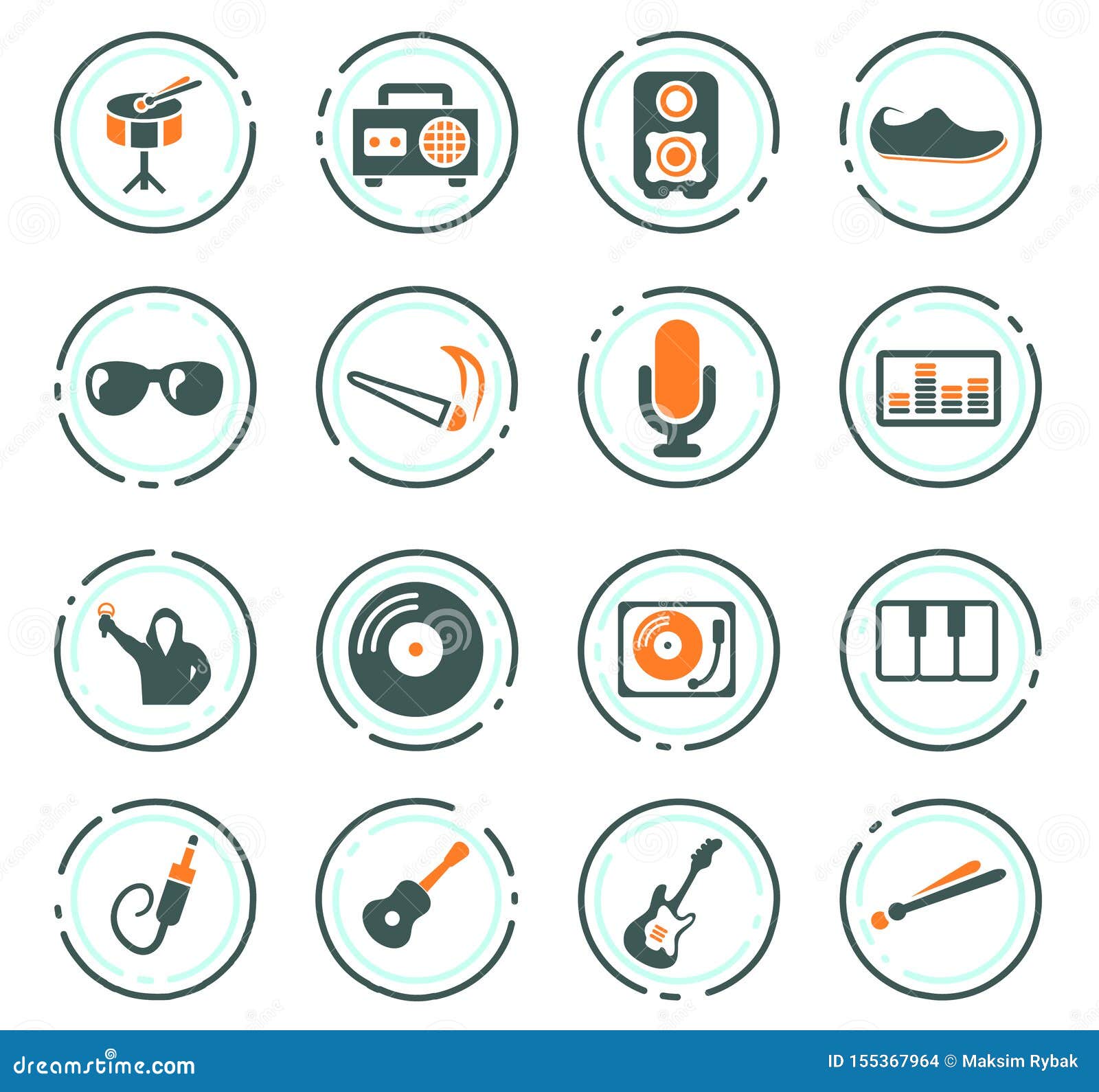Disco or Club icons set stock vector. Illustration of audio - 155367964