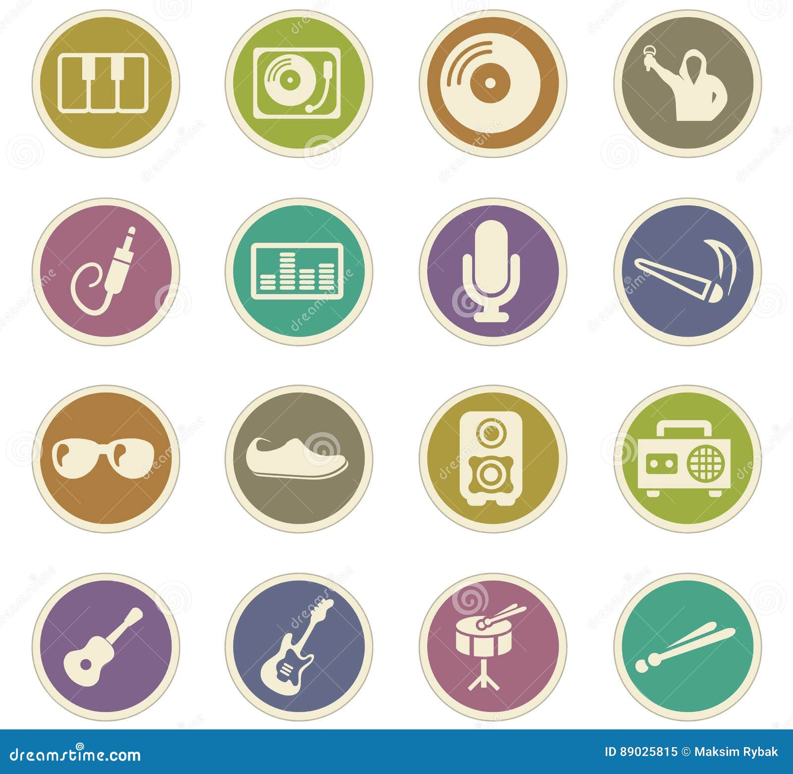 Disco or Club icons set stock vector. Illustration of retro - 89025815