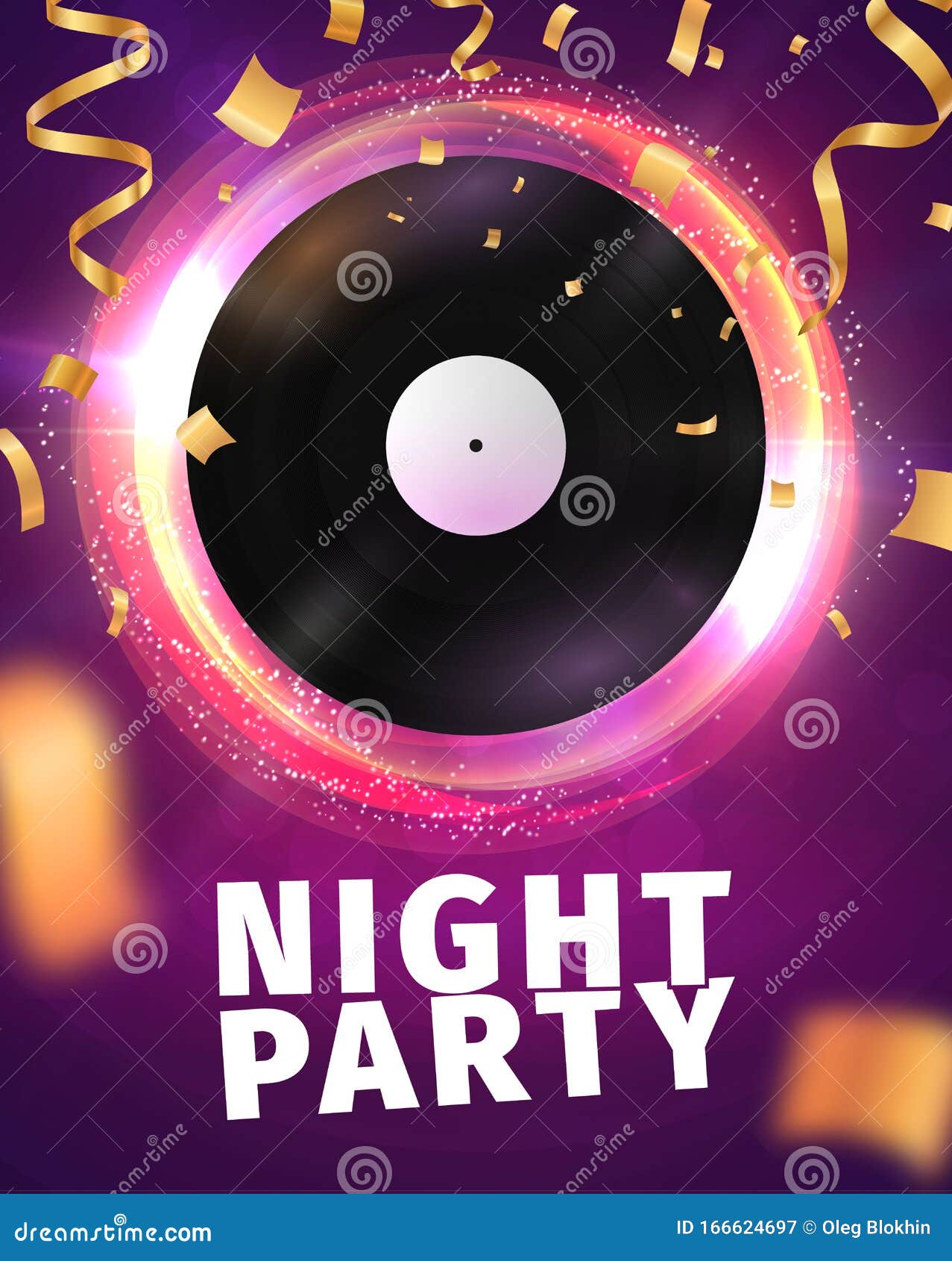 Disco Dance Celebration Abstract Banner . Retro Vinyl on Bright ...