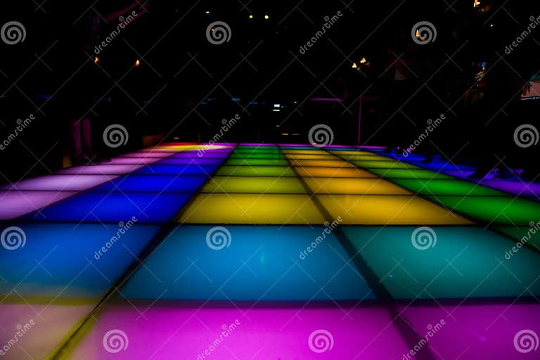 Disco Dance Floor with Colorful Lighting Stock Image - Image of color ...