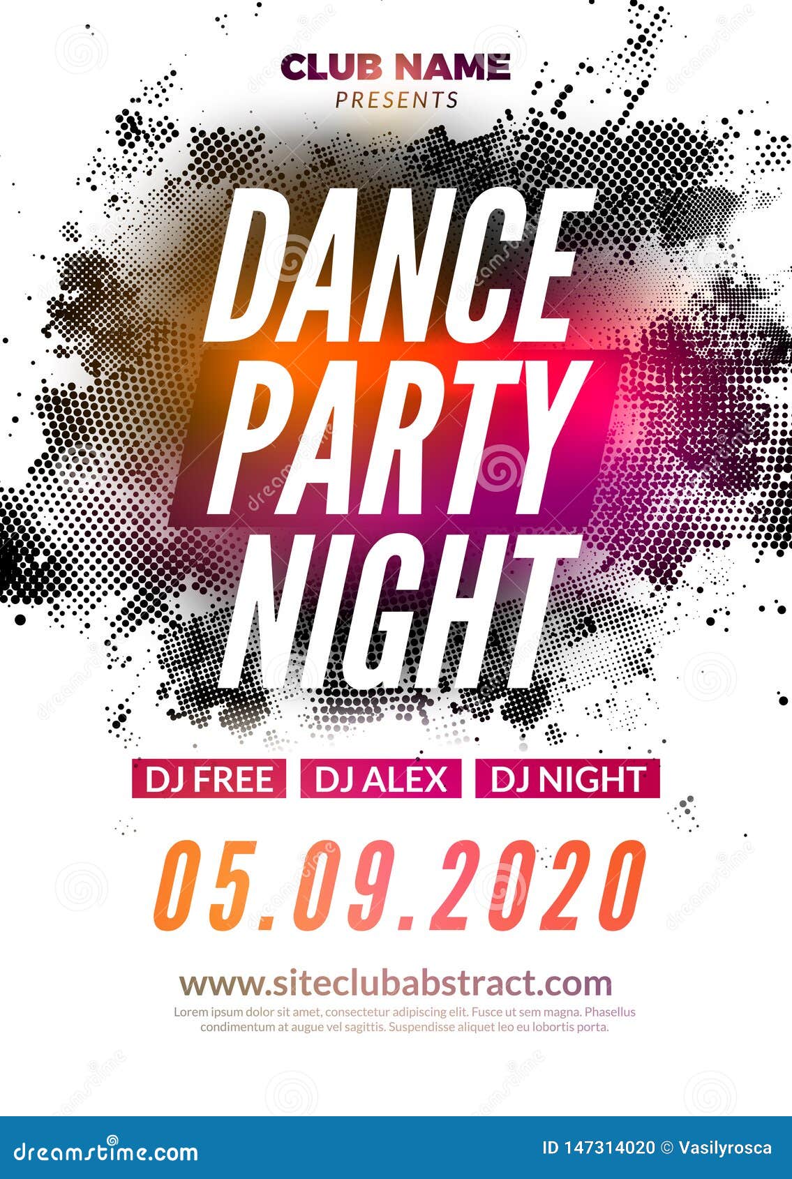 Disco Dance Party Flyer Poster. DJ Dance Music Template Event Stock ...