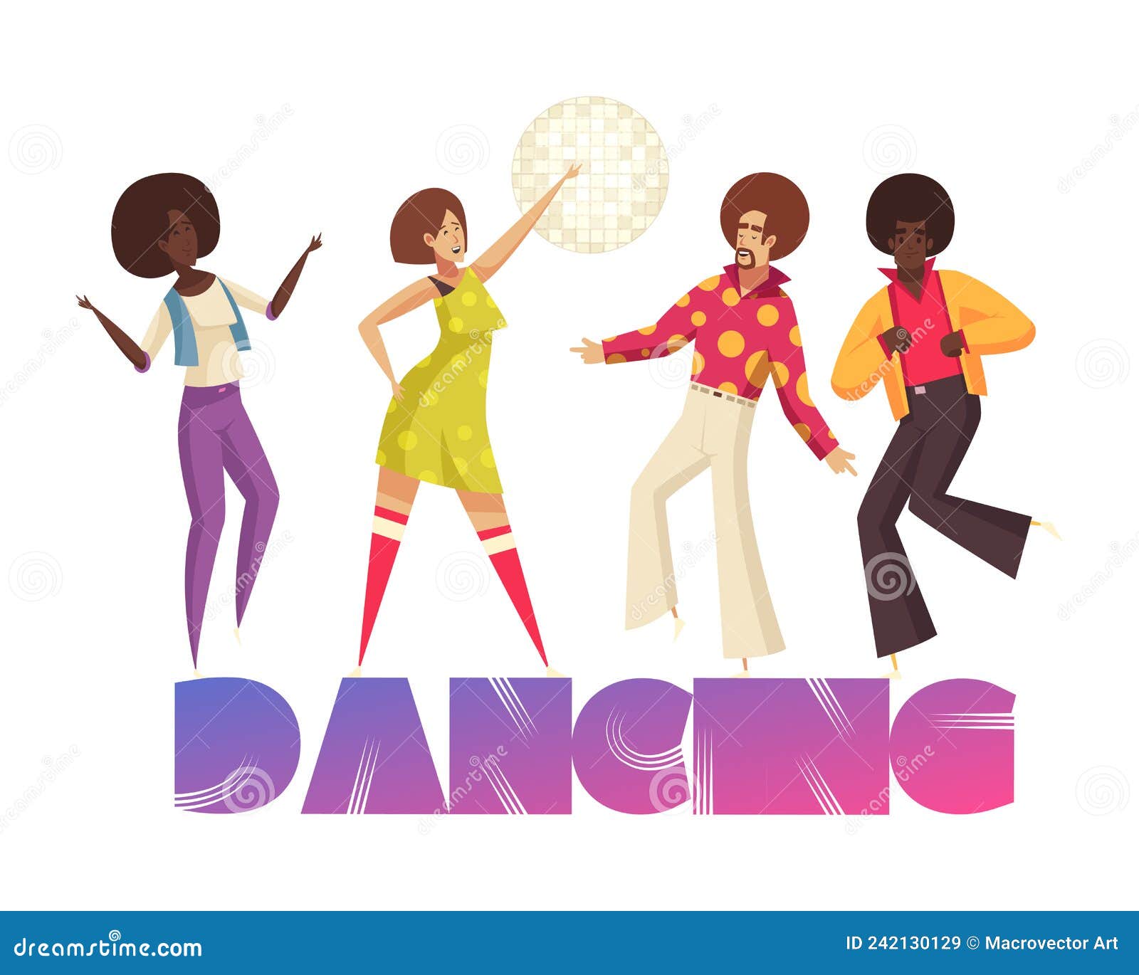 Disco Dancing People Composition Stock Vector - Illustration of ...