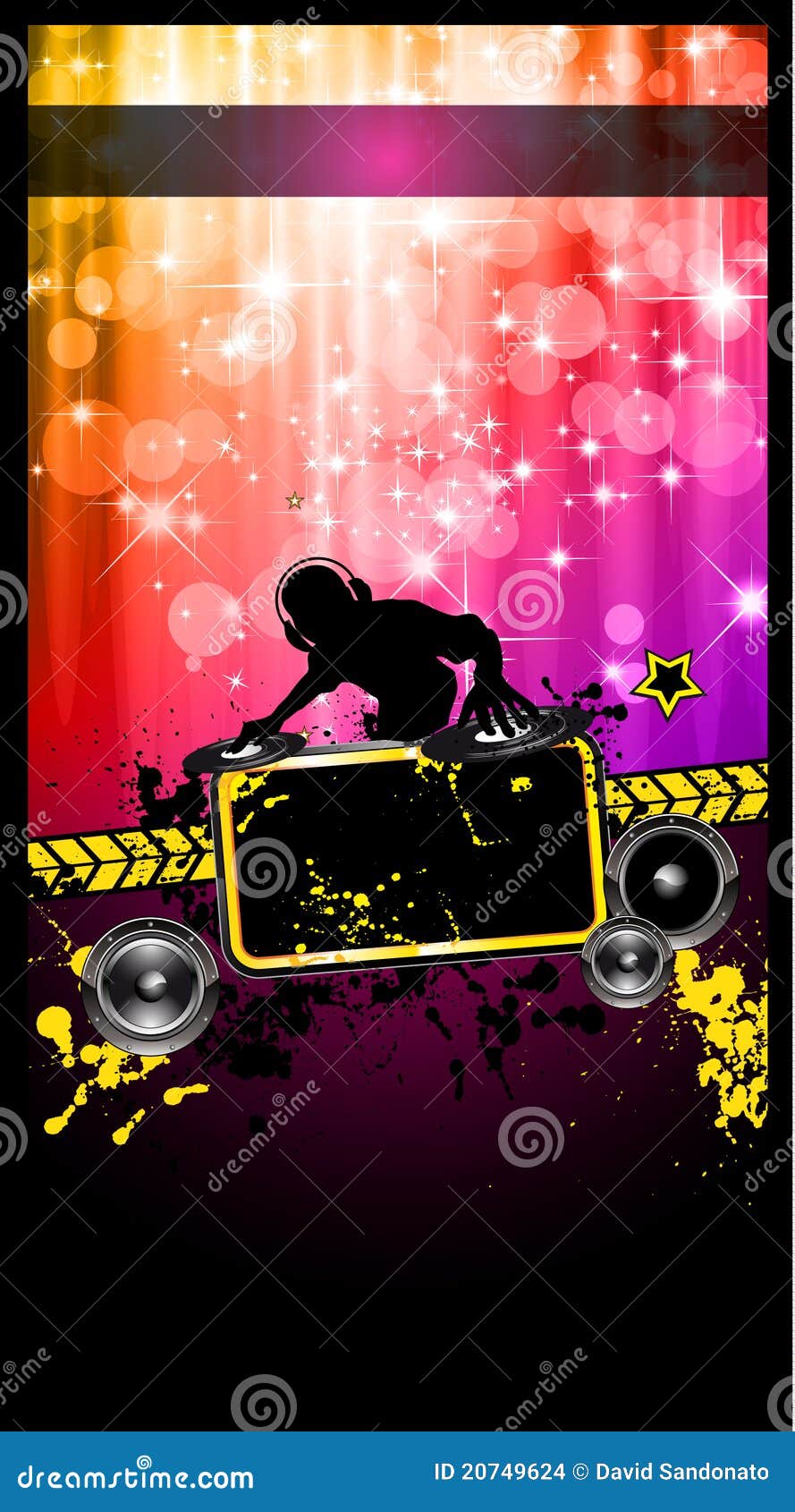 Disco Event Poster with a Disk Jockey Stock Vector - Illustration of ...