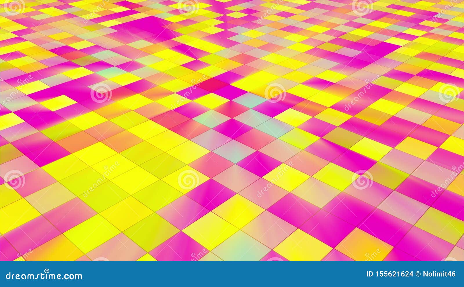 Disco Floor with Bright Squares, 3d Render Abstraction, Computer ...
