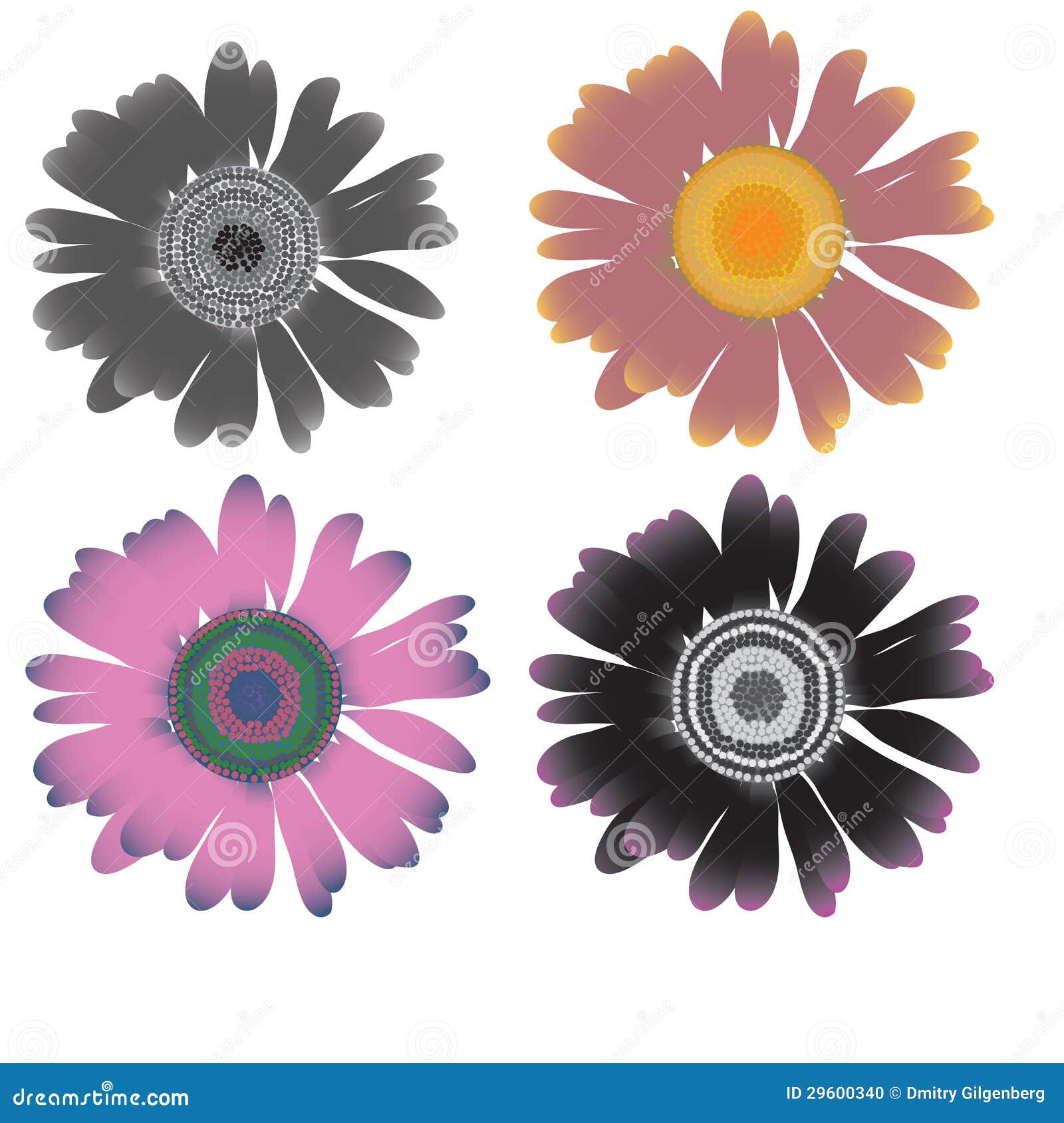 Disco flower stock vector. Illustration of white, pattern - 29600340