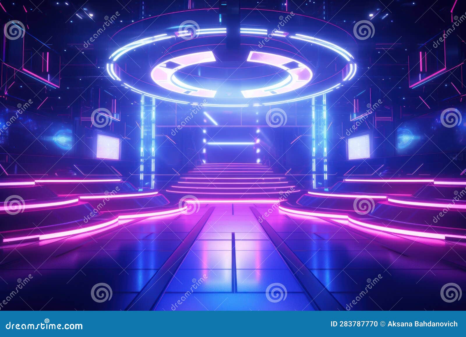 Disco of the Future in Neon Colors Mocap Pavilion Stock Illustration ...